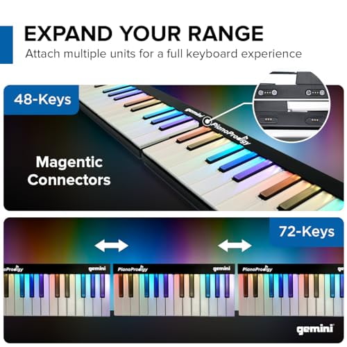 Gemini Sound PianoProdigy 24-Key Light-Up Bluetooth Keyboard – Portable ...