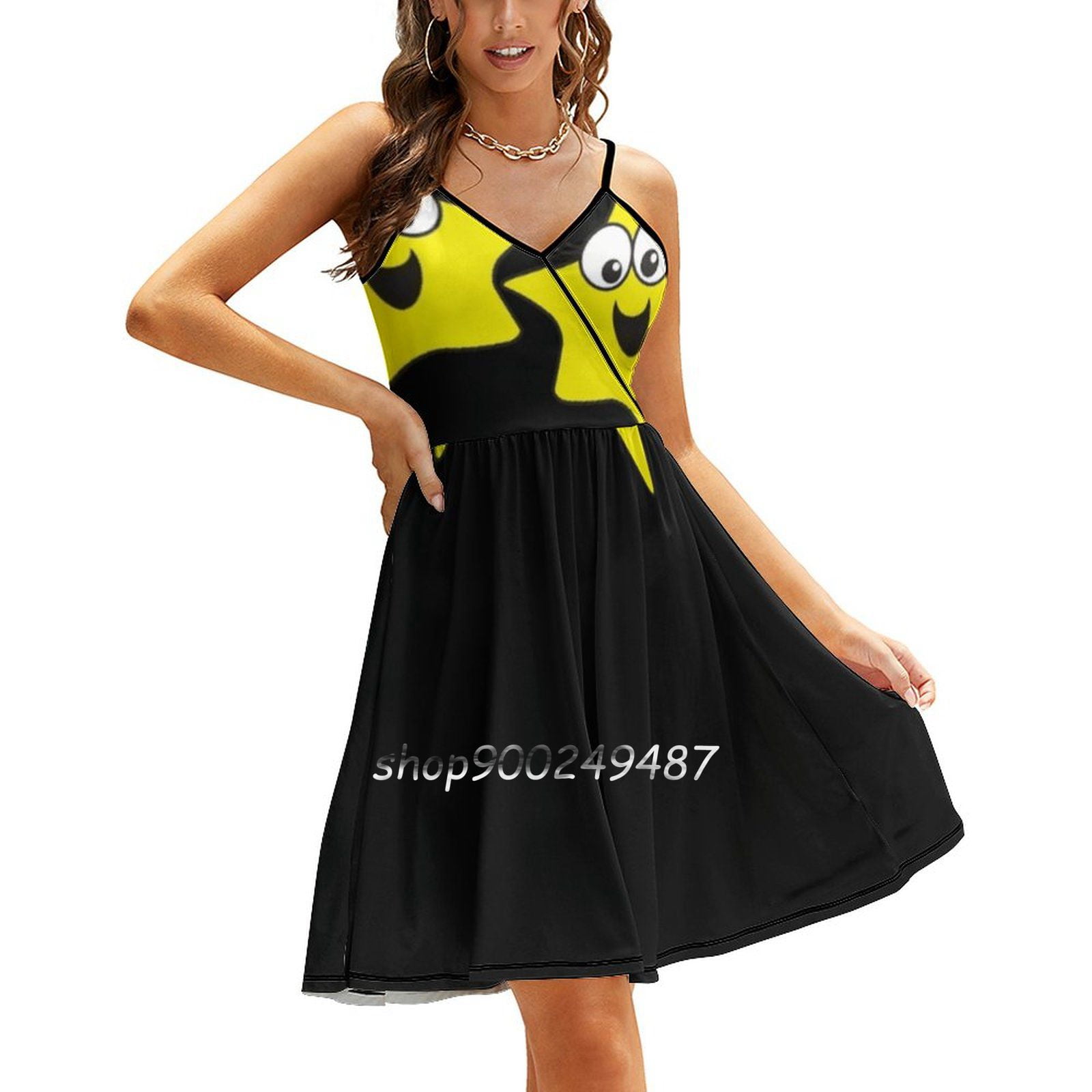 Gemini Stars Only Square Neck Dress New Plus Size Elegant Women Waist ...
