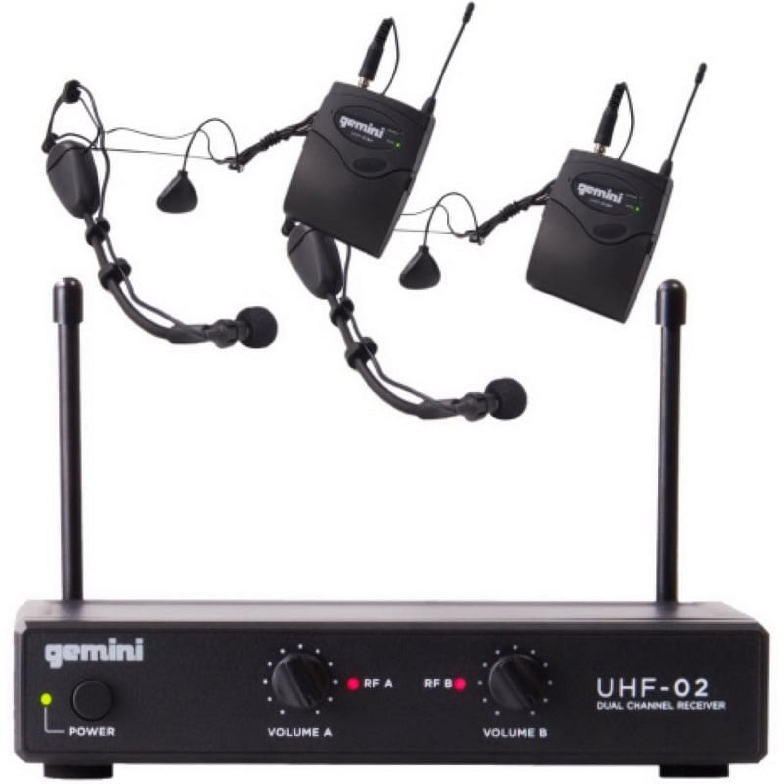 Gemini Sound UHF-02HL-S34 - Dual Channel UHF Wireless Headset & Lapel ...