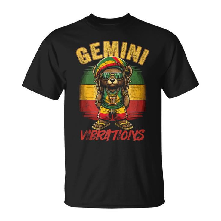 Gemini Vibes Rasta Reggae Teddy Bear Island Beach Birthday T-Shirt ...