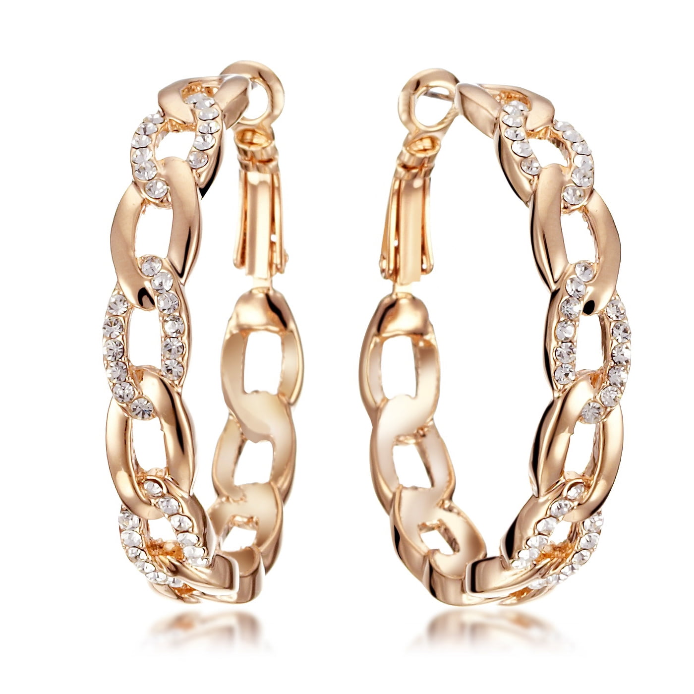 Gemini Women's 18K Gold Filled Swarovski Zirconia Round Hoop Earrings ...