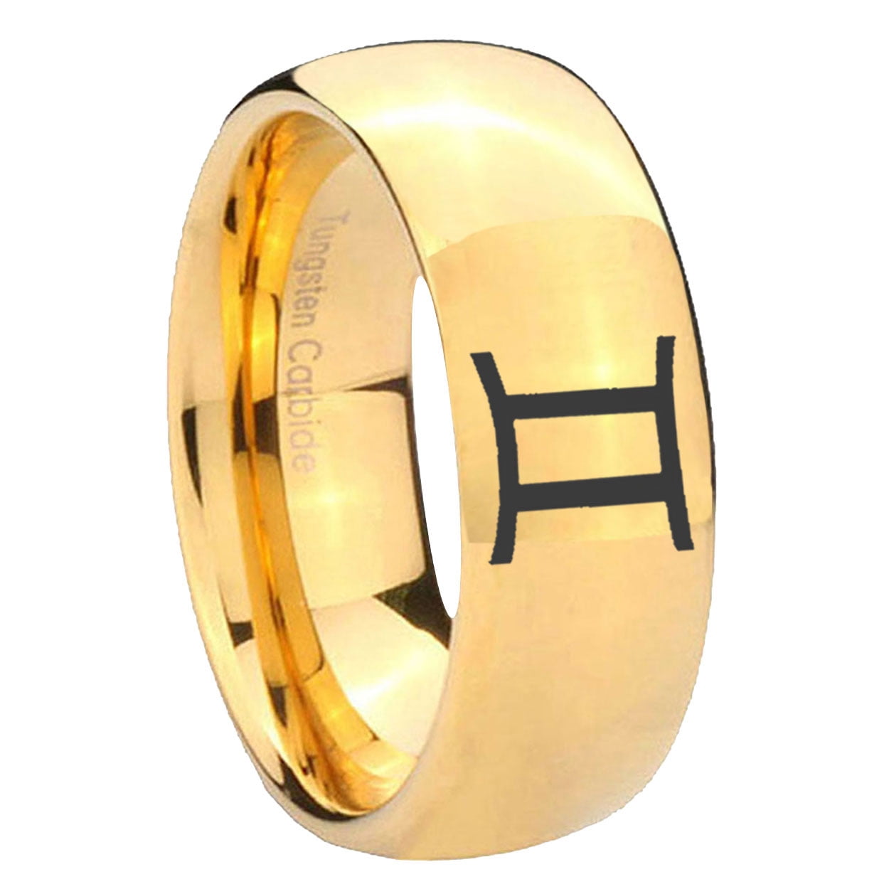 Gemini Zodiac 8MM Dome Gold Plated Tungsten Men Ring - Walmart.com