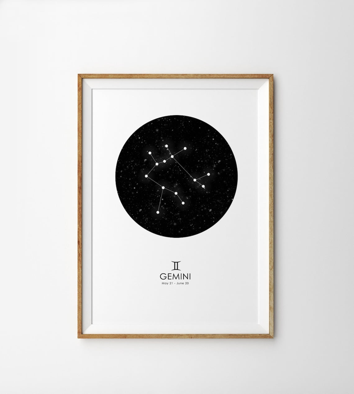 Gemini Zodiac Constellation Star Map Astrology Astronomy Modern Wall ...