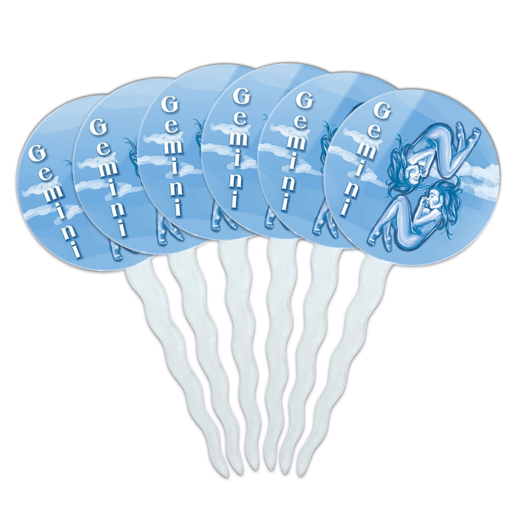 Gemini Zodiac Cupcake Picks Toppers - Set of 6 - Walmart Business Supplies