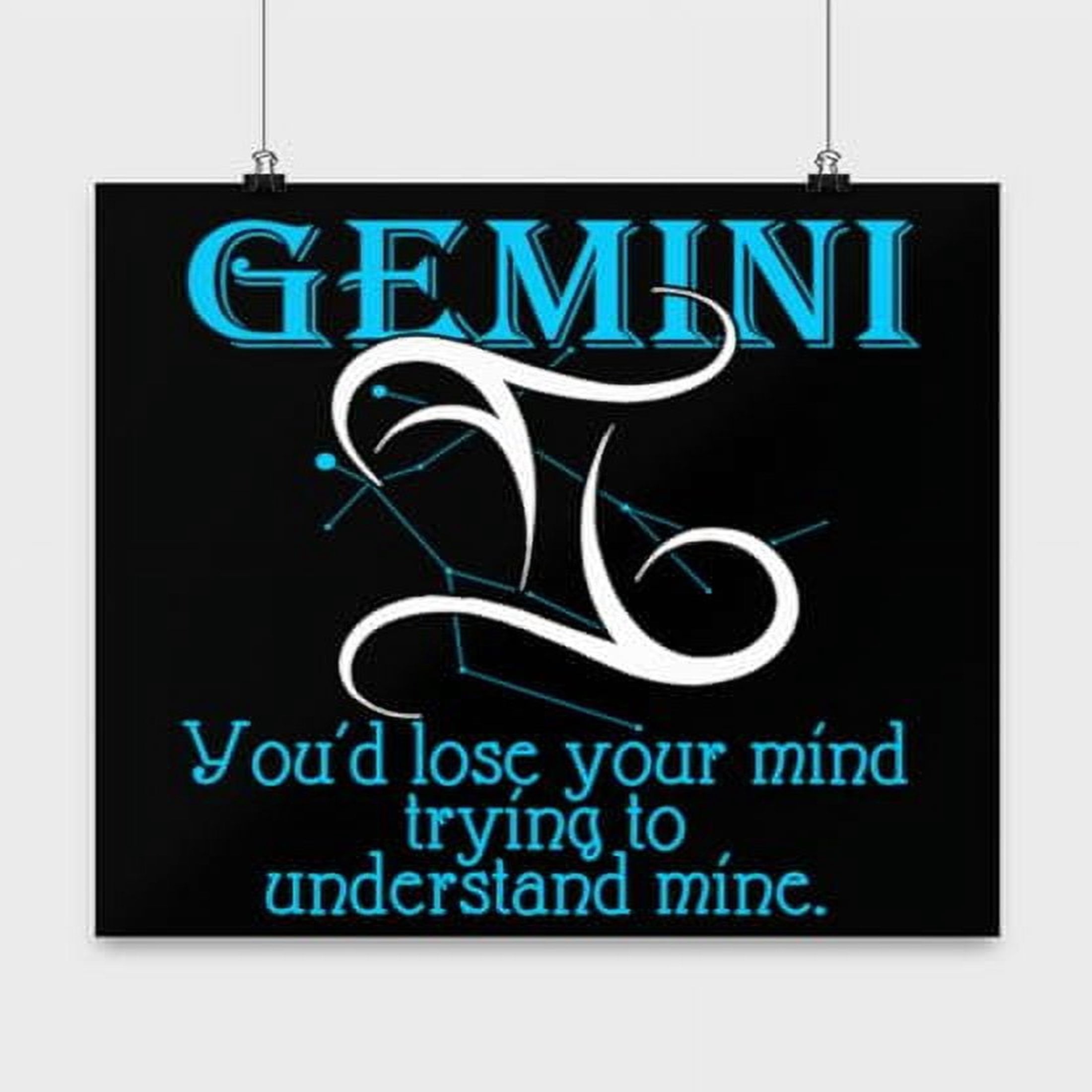 Gemini Zodiac Poster - "You'd Lose Your Mind" Wall Art, 13x13in Black ...