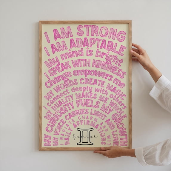 Gemini Zodiac Sign Daily Affirmations Wall Art Horoscope Motivational ...