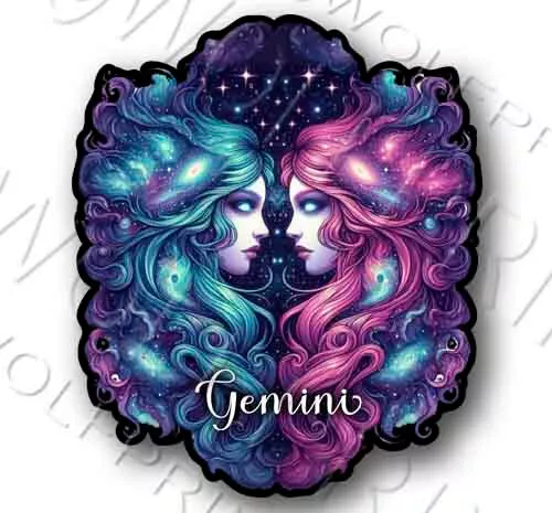 Gemini Zodiac Sign Sticker Phone Decal Water Bottle Stickers Car Decals ...