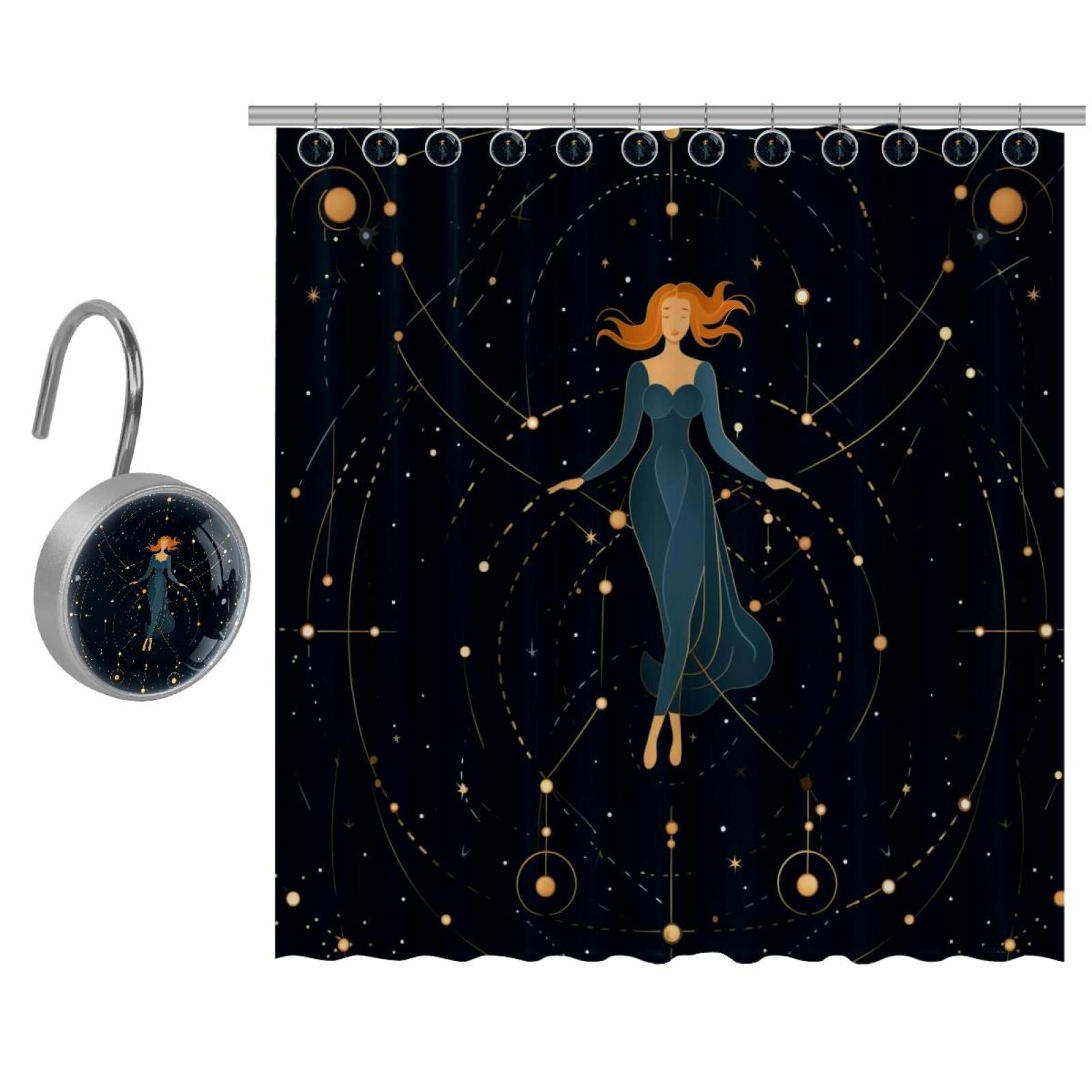 Gemini Zodiac Signs Shower Curtain, Cloth Fabric Bathroom Decor Set ...