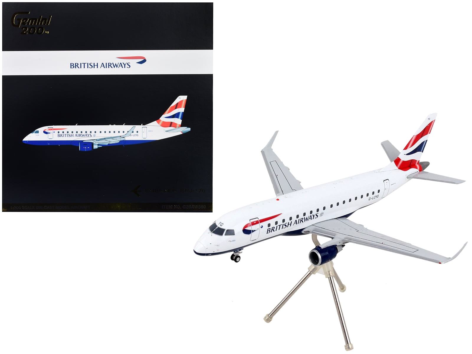 Embraer ERJ-170 Commercial Aircraft White with Striped Tail "Gemini 200 ...