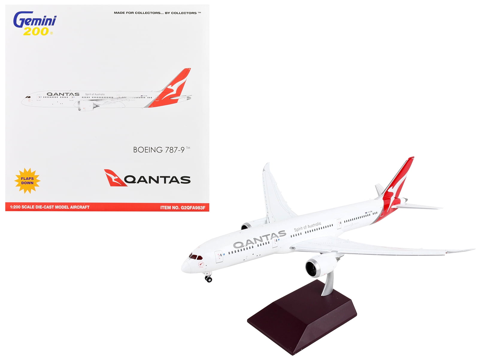Boeing 787-9 Commercial Aircraft w/Flaps Down White with Red Tail ...