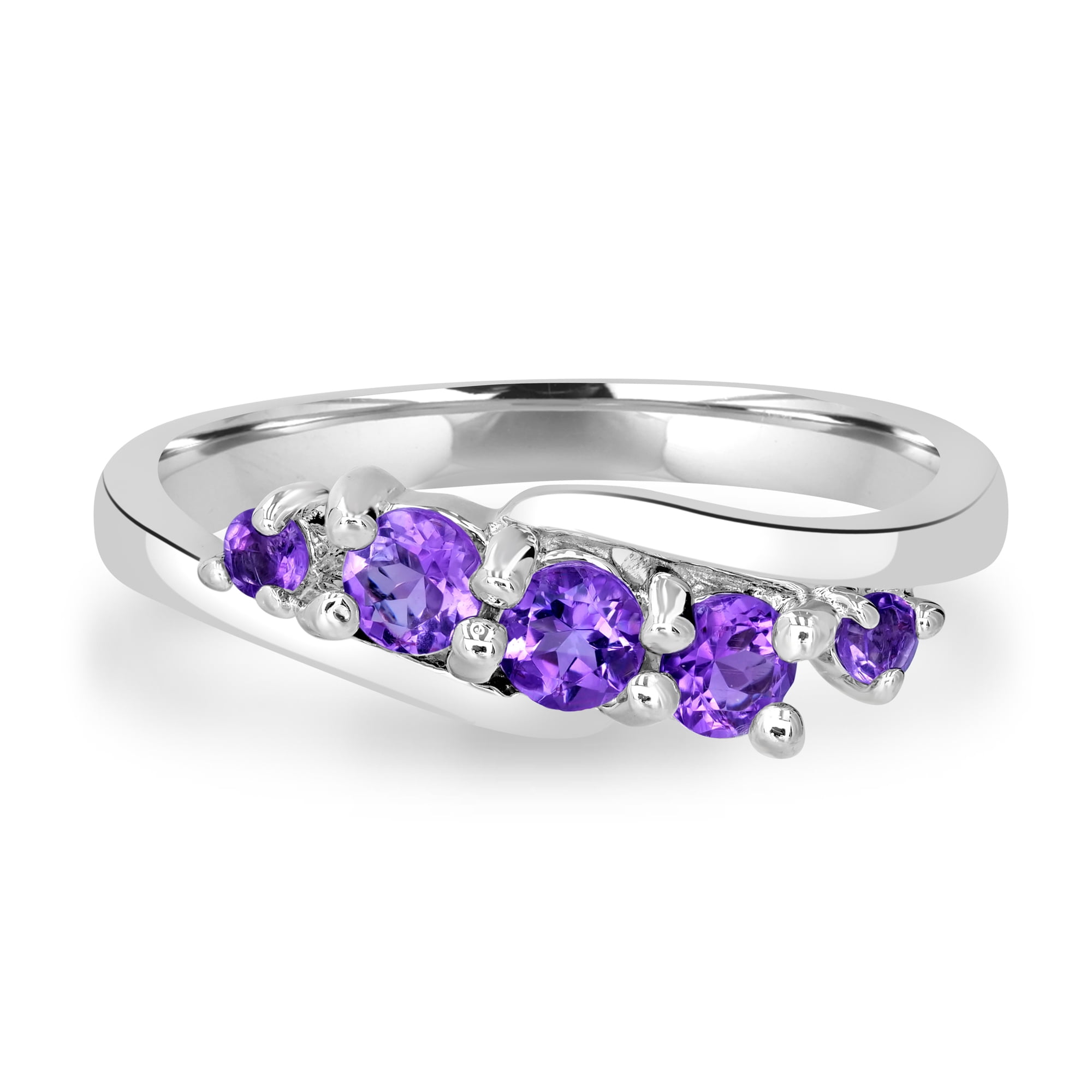 Gemistry 0.63 Ct Genuine Amethyst Stone Band Ring in Sterling Silver ...