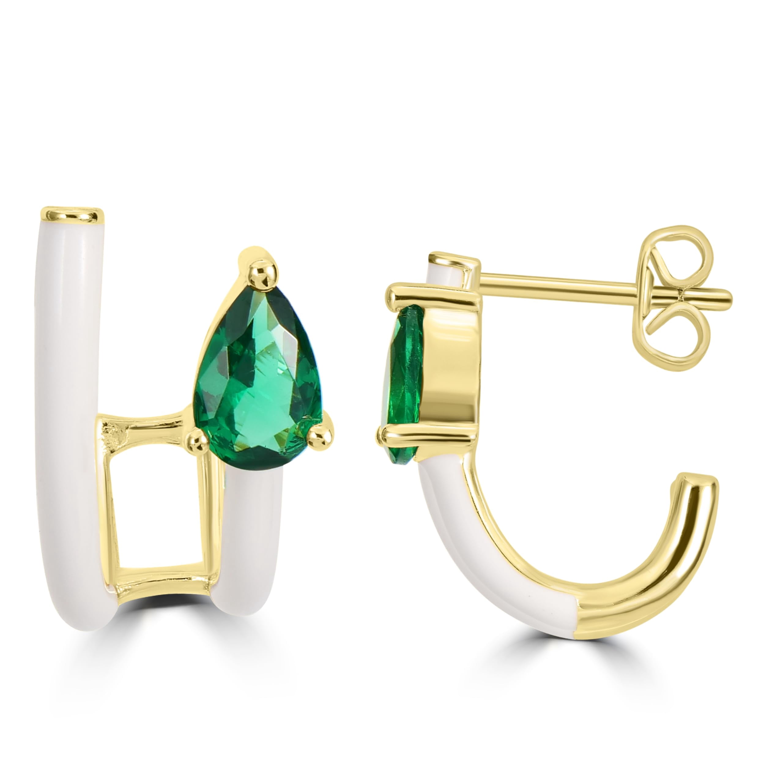 Gemistry Bob Mackie Jewelry Gold over Brass Green Pear-Shaped Cubic ...