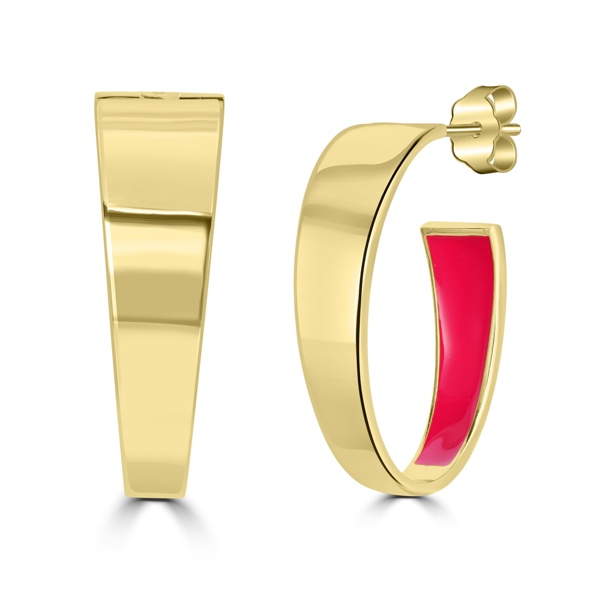 Gemistry Bob Mackie Jewelry Gold over Brass Pink Enamel Hoop Earrings ...