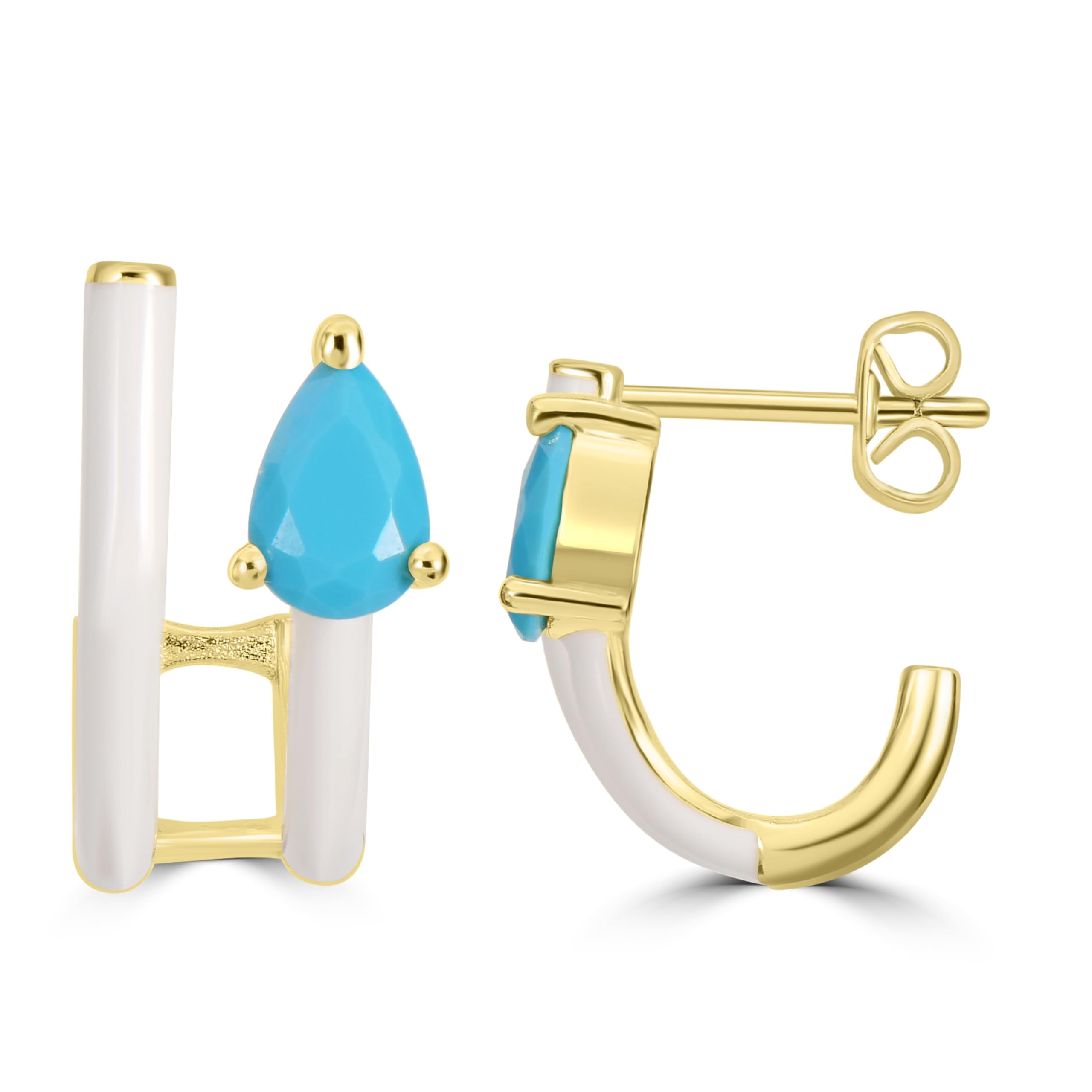 Gemistry Bob Mackie Jewelry Gold over Brass Turquoise Pear-Shaped Cubic ...