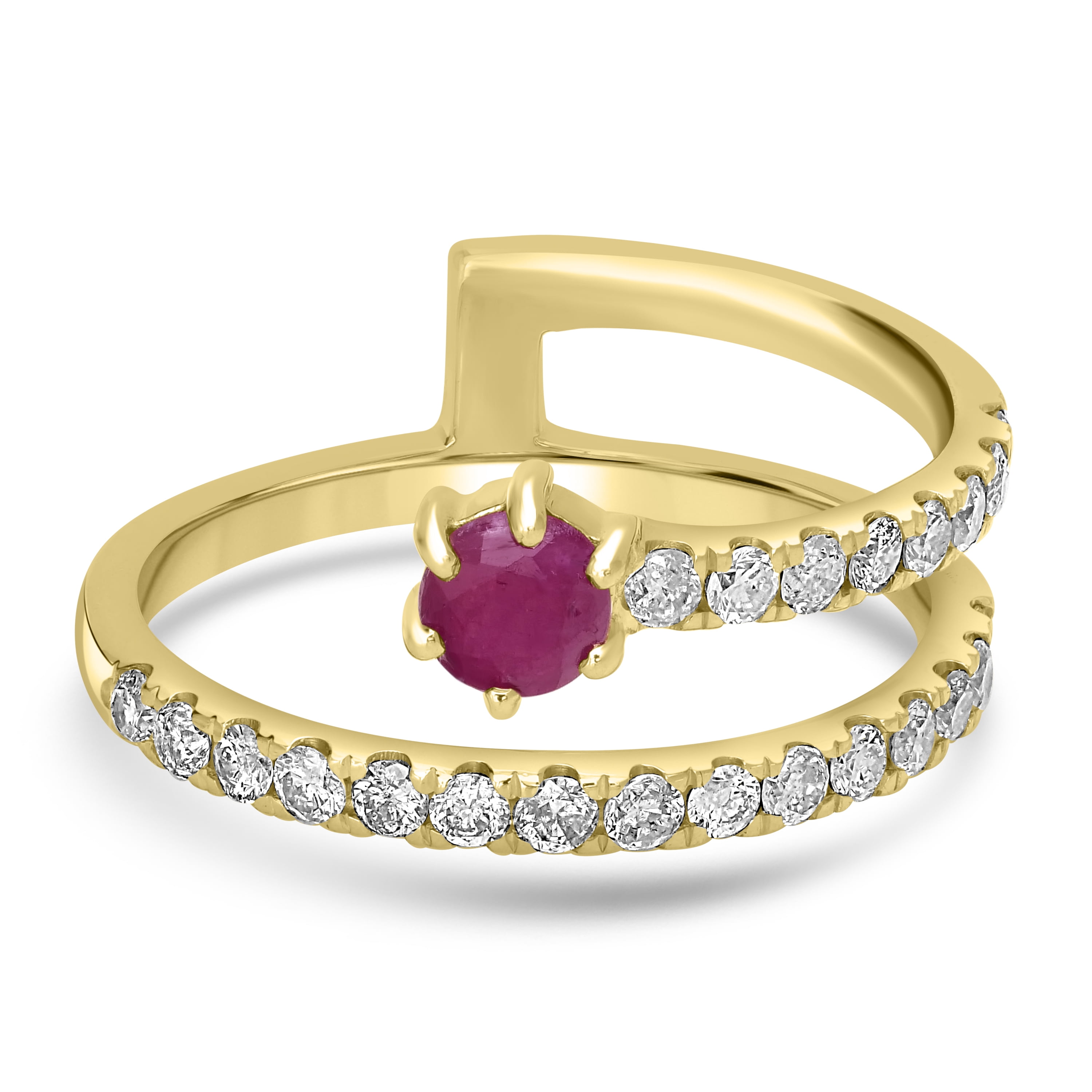 Gemistry Haley 14k Gold Ruby Gemstone Bypass Stackable Ring - Walmart.com