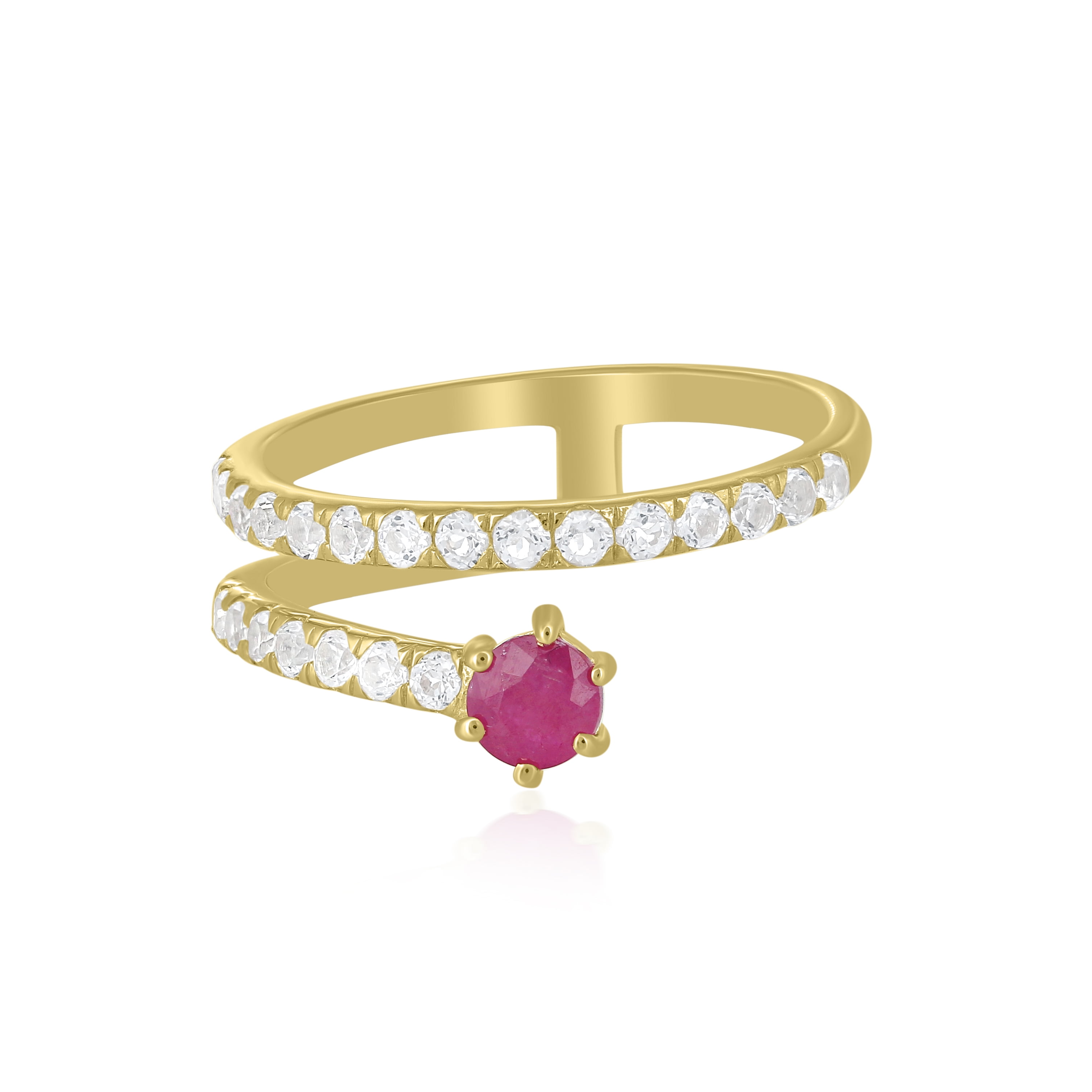 Gemistry Haley 14k Gold Ruby Gemstone Bypass Stackable Ring - Walmart.com