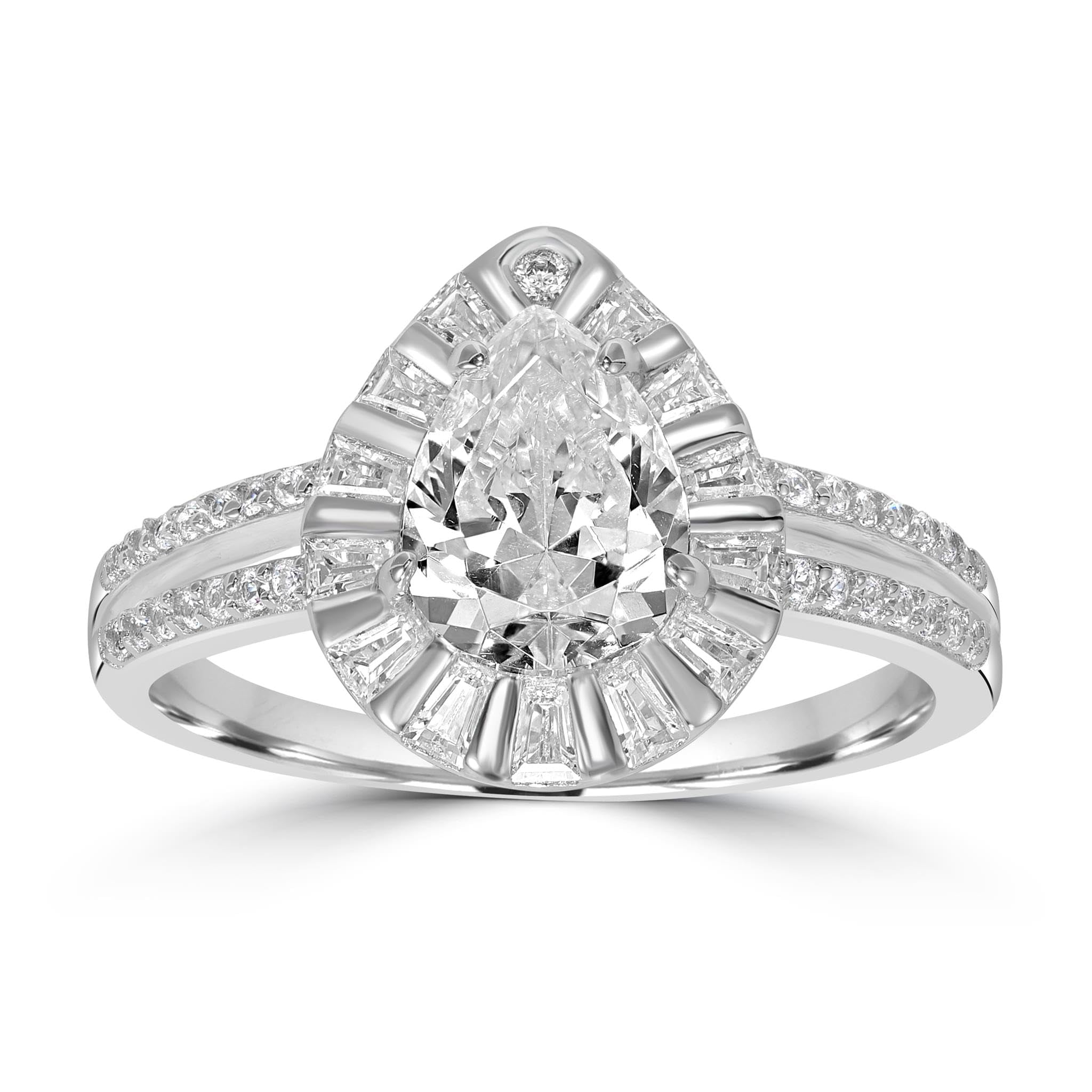 Gemistry Kathy Levine Sterling Silver Cubic Zirconia Pear-Shaped Split ...