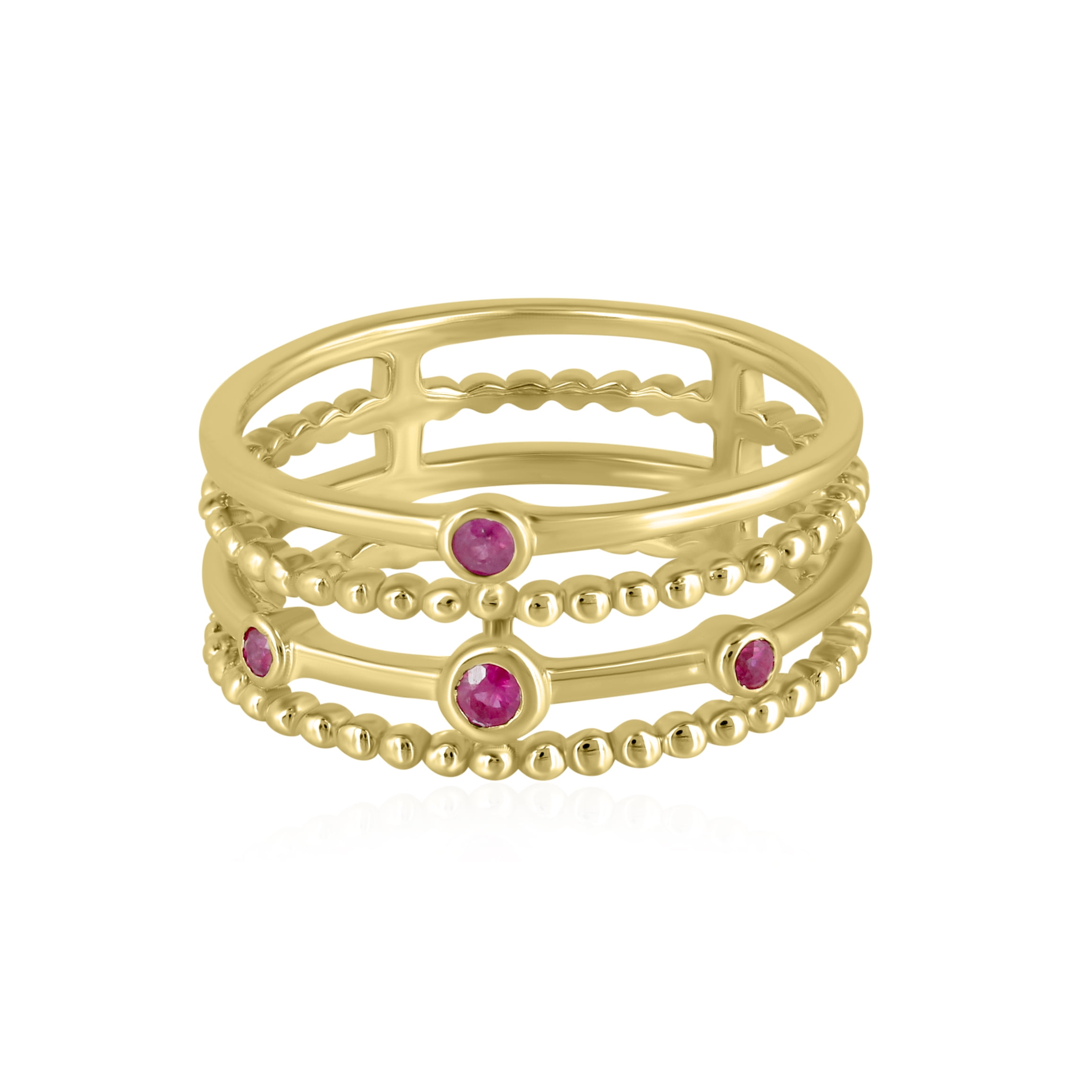 Gemistry Waverly 14k Gold Ruby Gemstone 4 Row Stackable Ring - Walmart.com