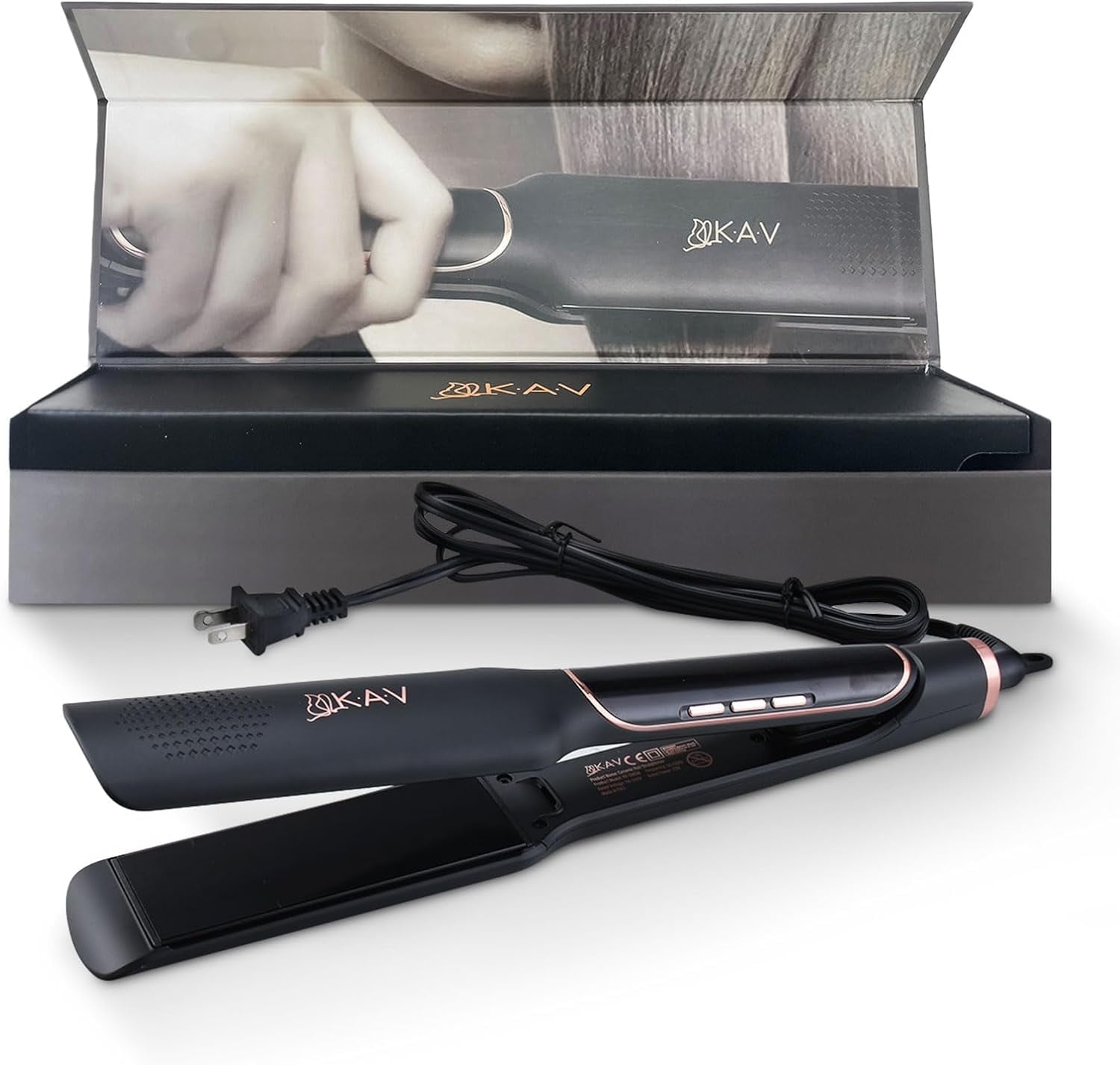 Gemma Gloom Black Ceramic Coated Hair Straightener, 1 3/4" Floating ...