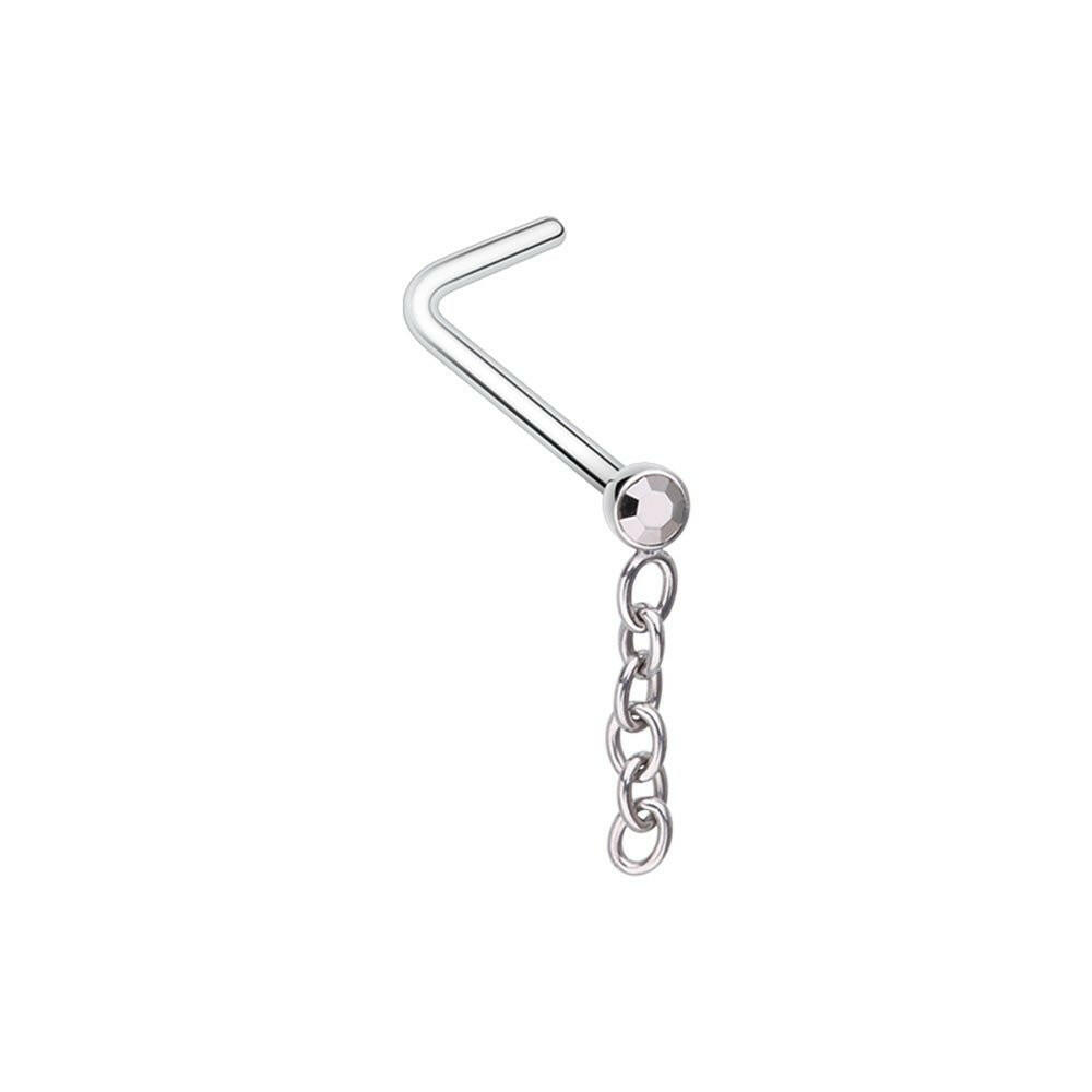Gemmed Chainlink Dangle L-Shaped Nose Ring - Walmart.com