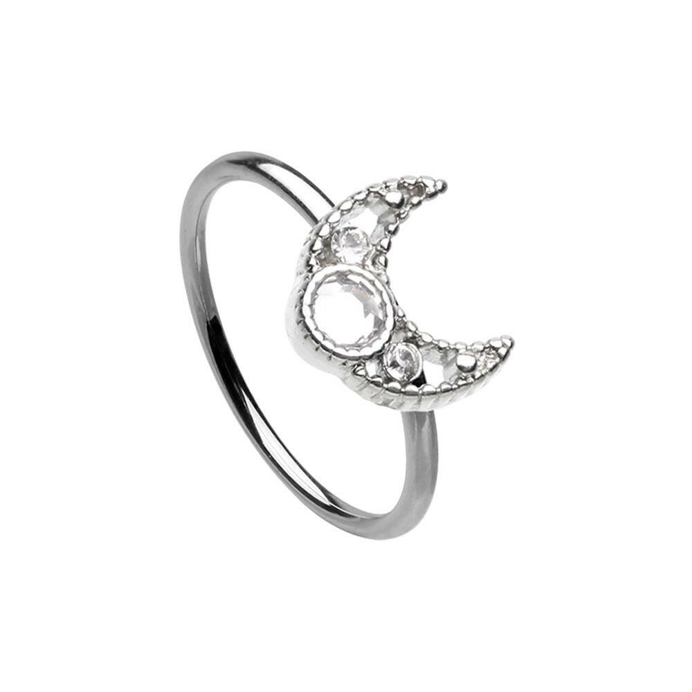 Gemmed Crescent Moon Bendable Nose Hoop - Walmart.com