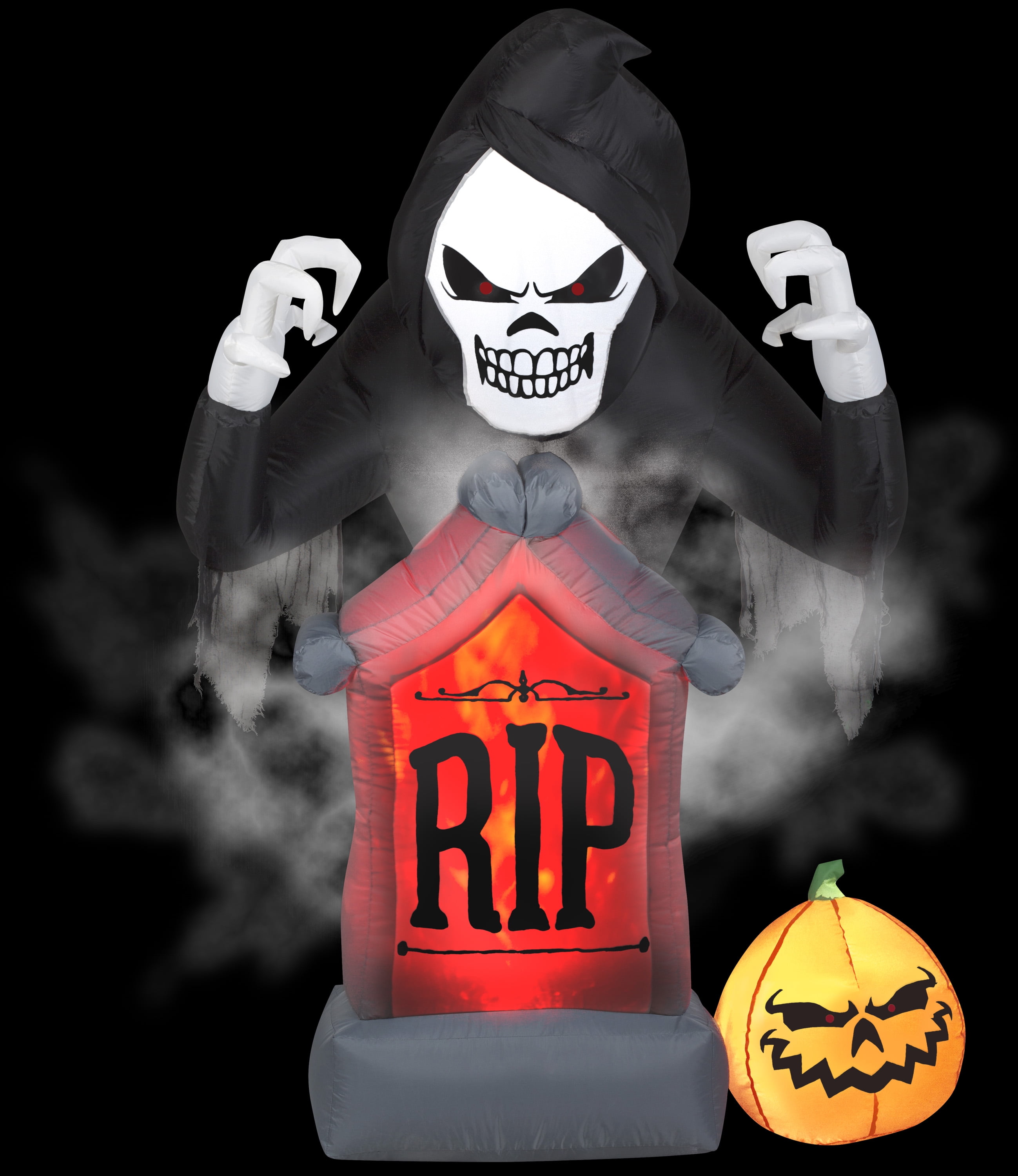 Gemmy 223242 Znone Halloween Inflatable RIP Reaper & Pumpkin Airblown ...
