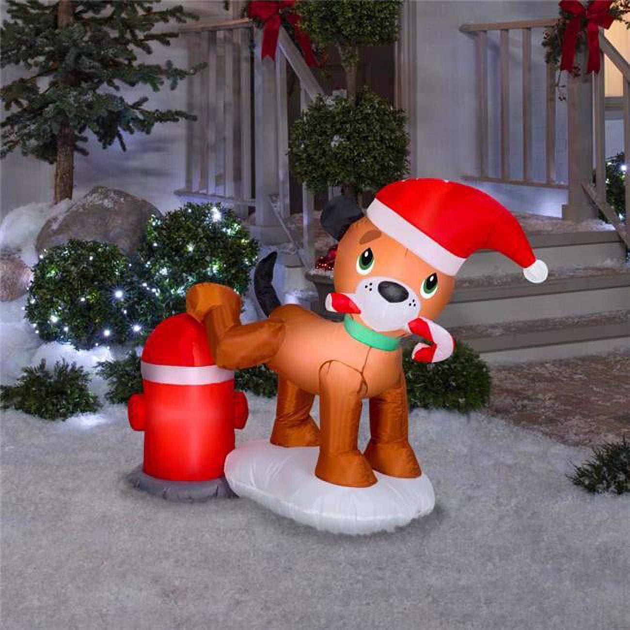 Gemmy Christmas Yard Decoration: 3.5 ft. LED Airblown Dog with Fire ...