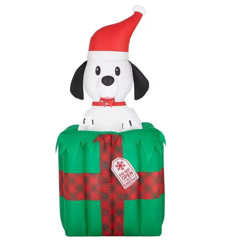 Gemmy 5 ft. Animated LED Dog in Gift Box Christmas Inflatable - Walmart.com