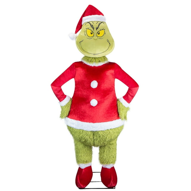 Gemmy 6 ft Life-Size Animated Fuzzy Grinch Singing & Dancing Decoration ...