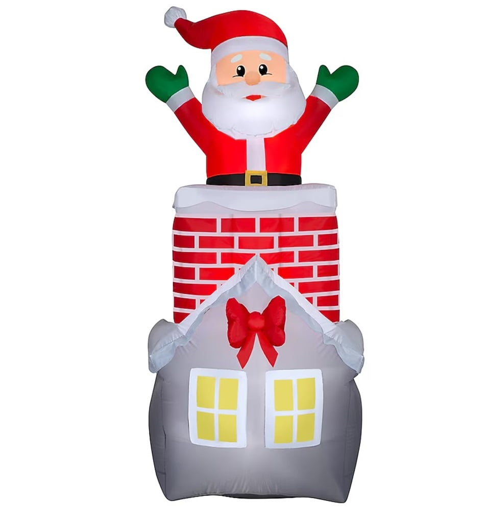 Gemmy 7-FT Animated Pop-Up Santa from Chimney Christmas Inflatable ...
