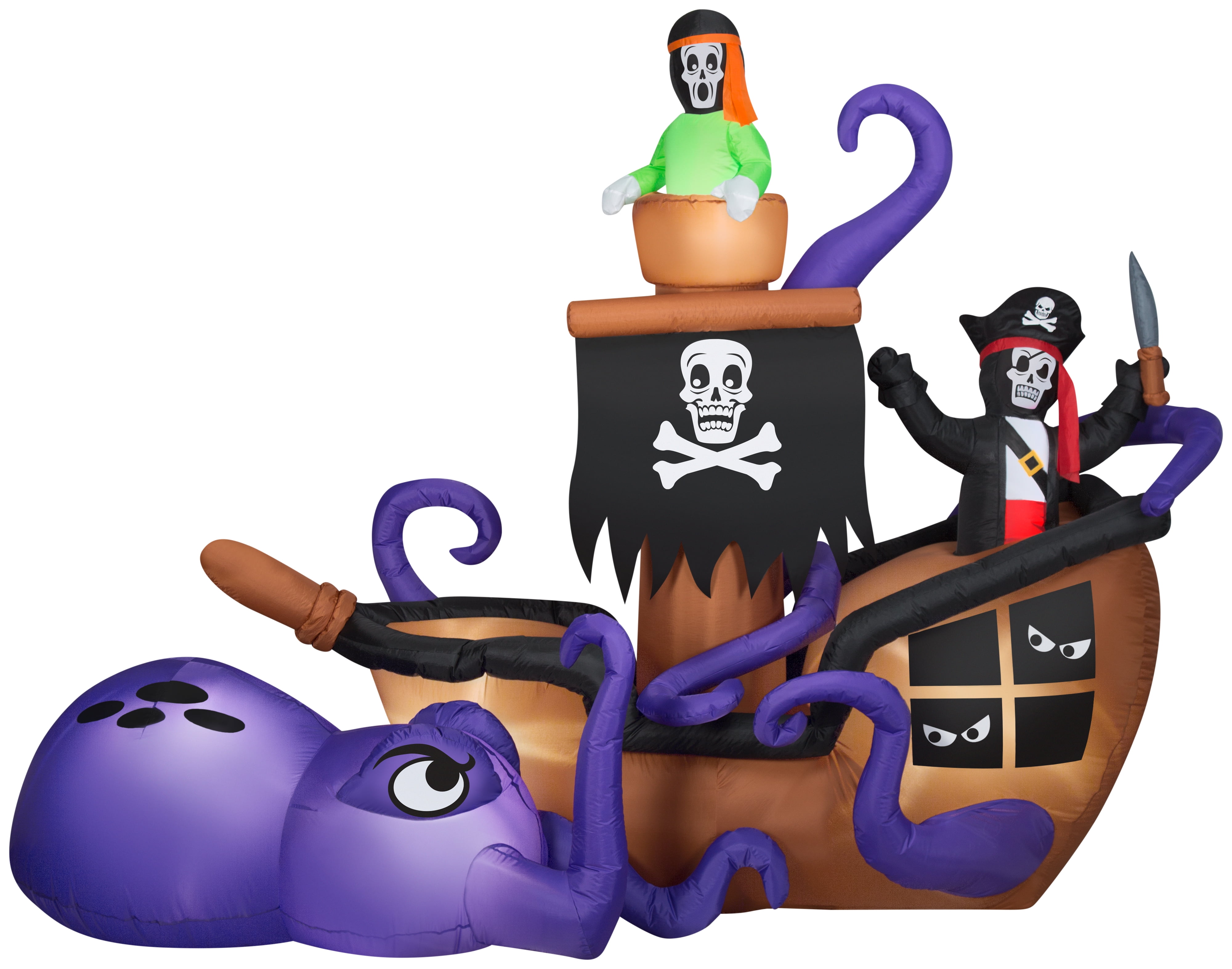 7.5 ft Tall Gemmy Airblown Halloween Pirate Ship Inflatable, Black ...