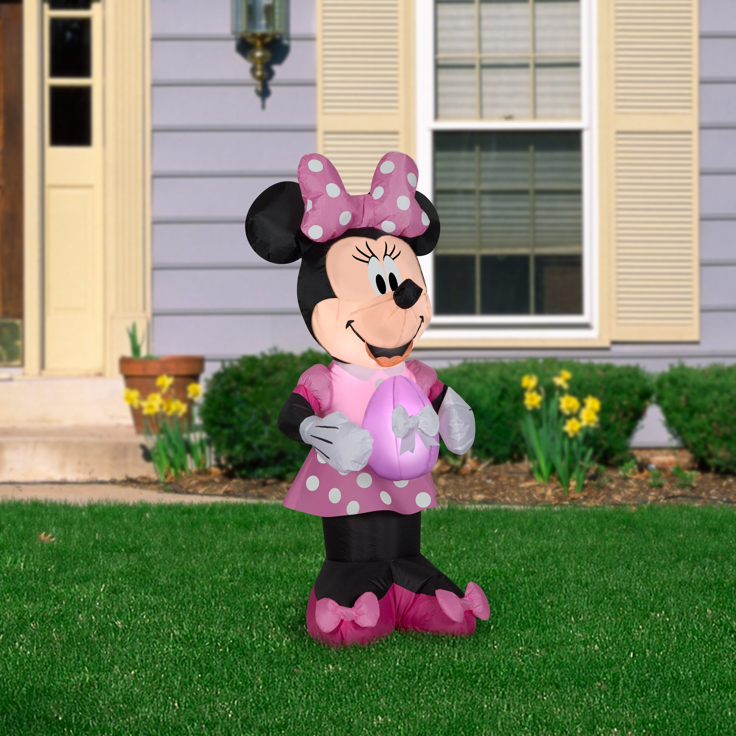 Gemmy Airblown Inflatable Minnie Mouse in Pink Polka Dot Easter Dress ...