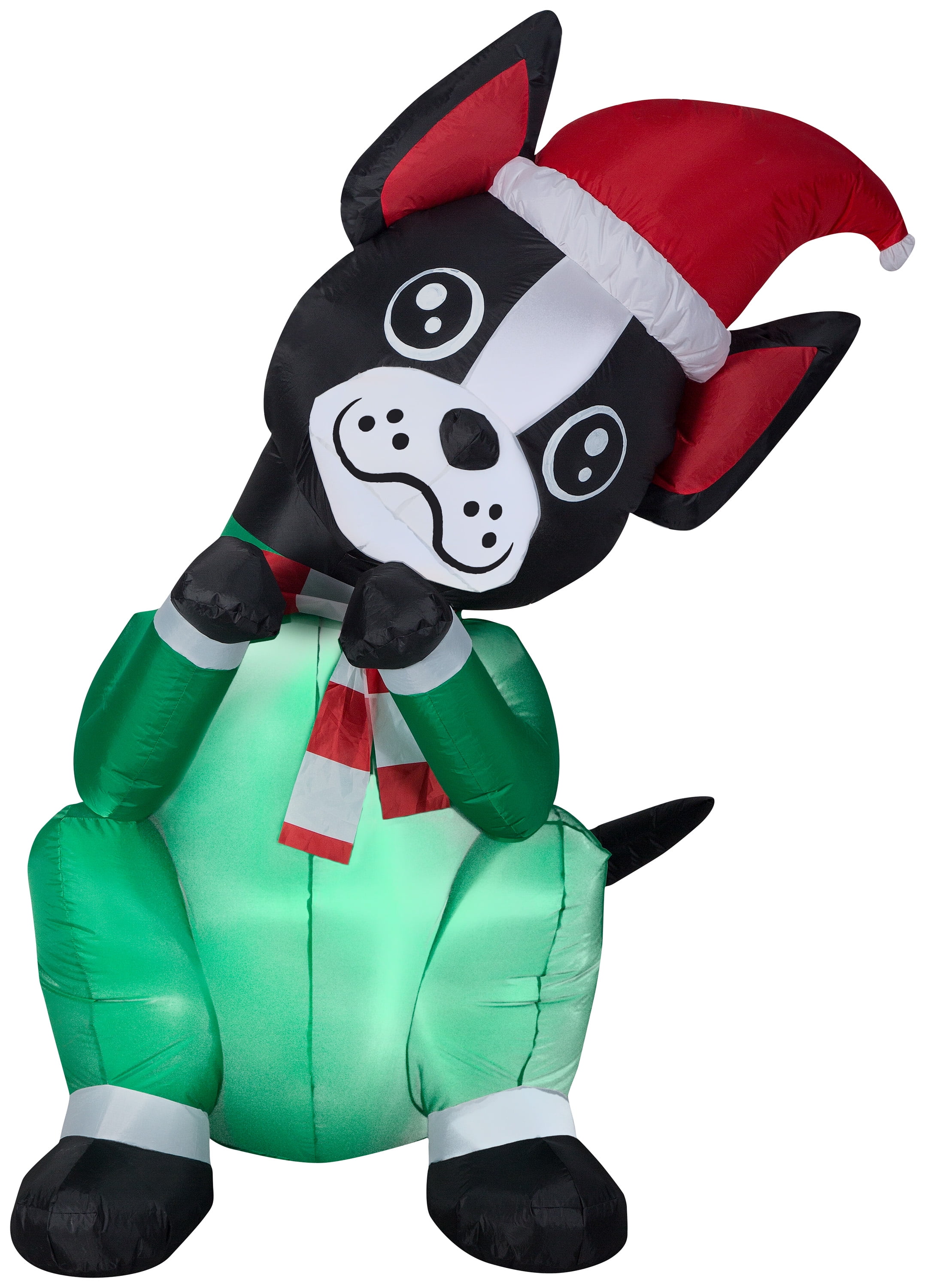 Gemmy Animated Christmas Airblown Inflatable Begging Dog Boston Terrier ...