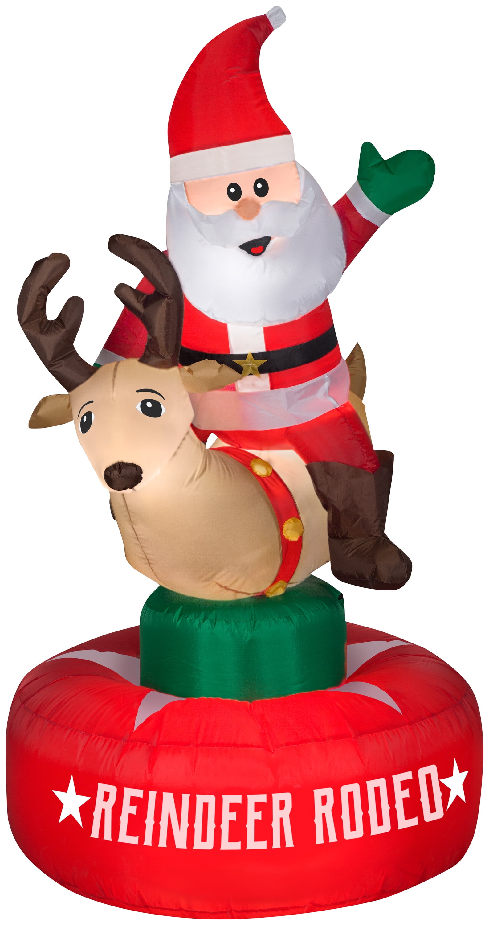 Gemmy Animated Christmas Airblown Inflatable Santa, Rodeo Reindeer ...