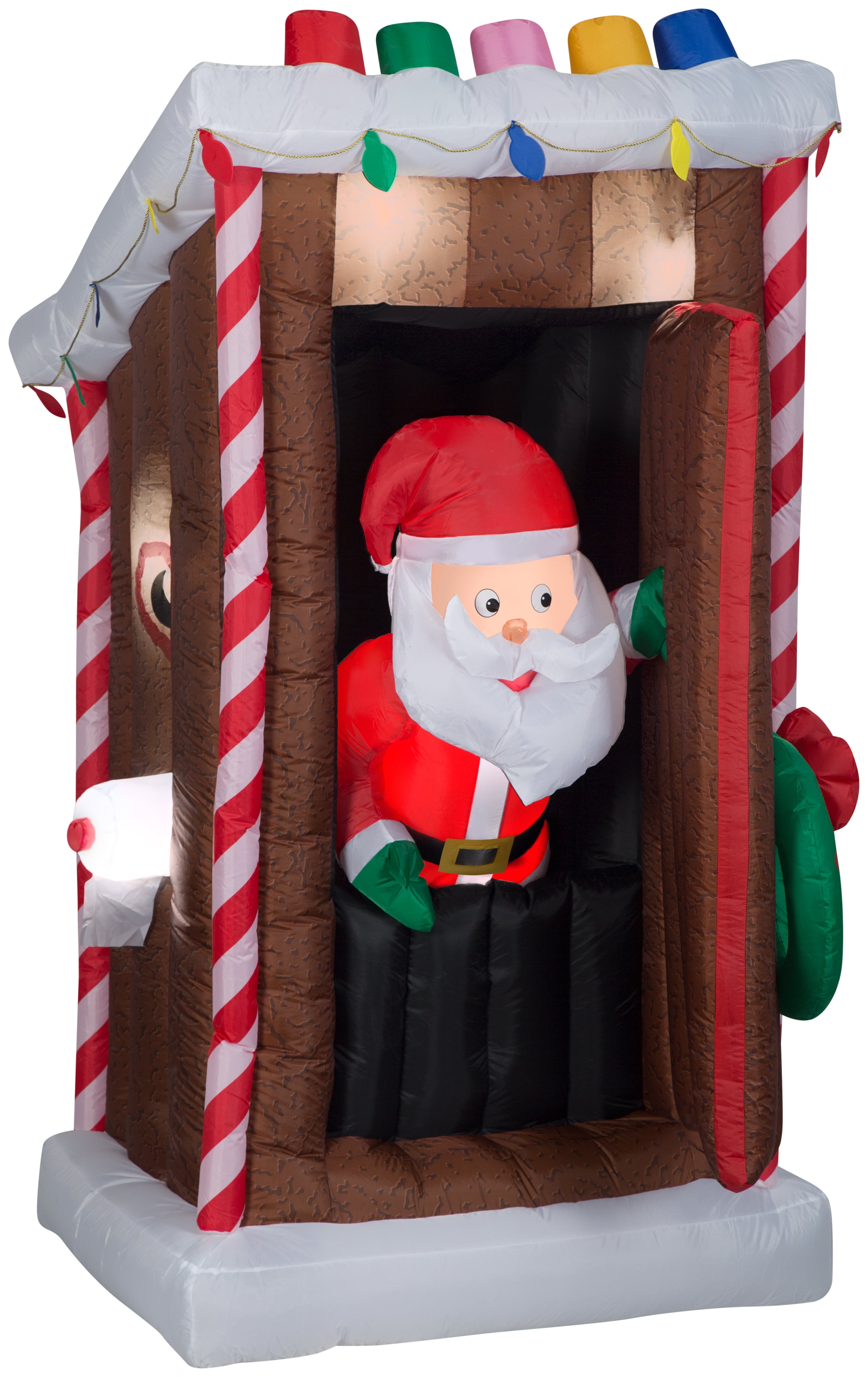 Gemmy Animated Holiday Move Santa's Outhouse, 6ft, Outdoor Christmas ...