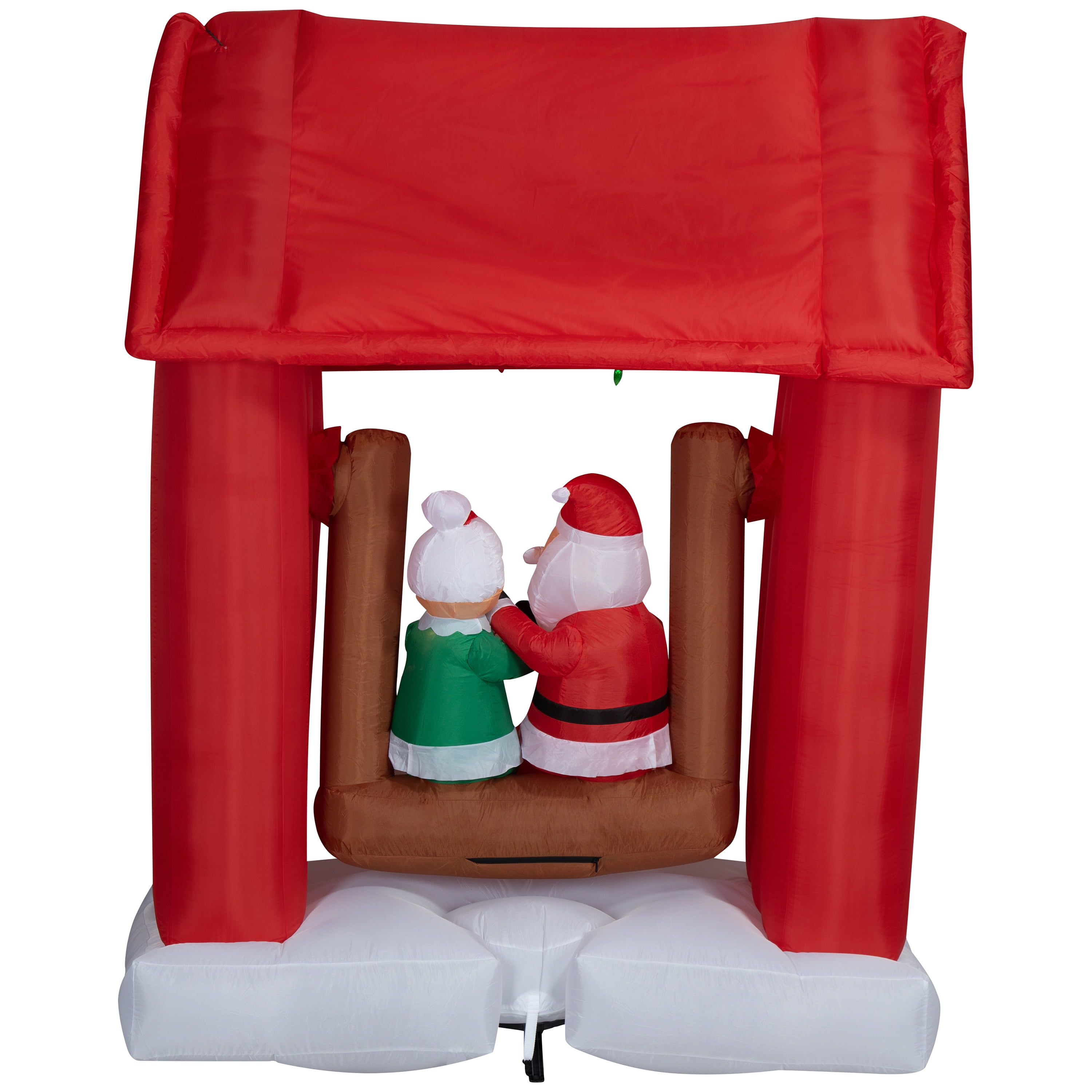 Gemmy Animated Christmas Inflatable Mr. and Mrs. Claus on Swing, 7 ft ...