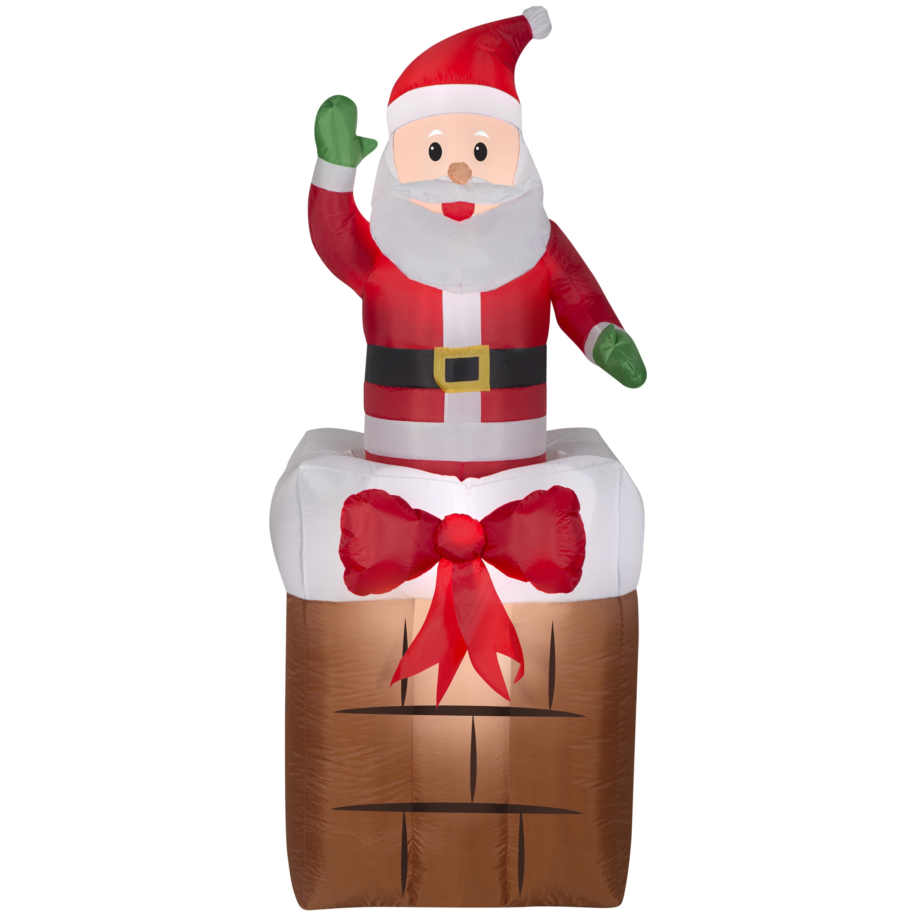 Gemmy Animated Christmas Inflatable Santa in Chimney, 5 ft Tall, Multi ...