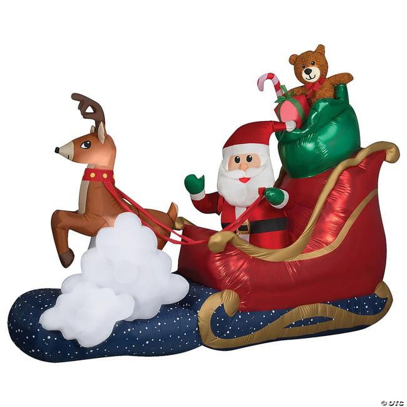 Gemmy Animated Christmas Inflatable Santa in Sleigh, 7 ft Tall, Multi ...
