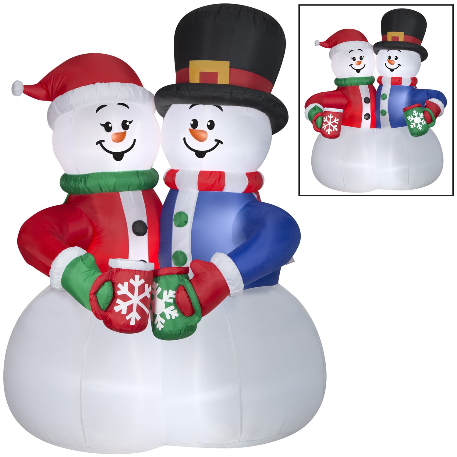 Gemmy Animated Christmas Inflatable Snow Couple Cocoa Cheers Scene, 8 ...