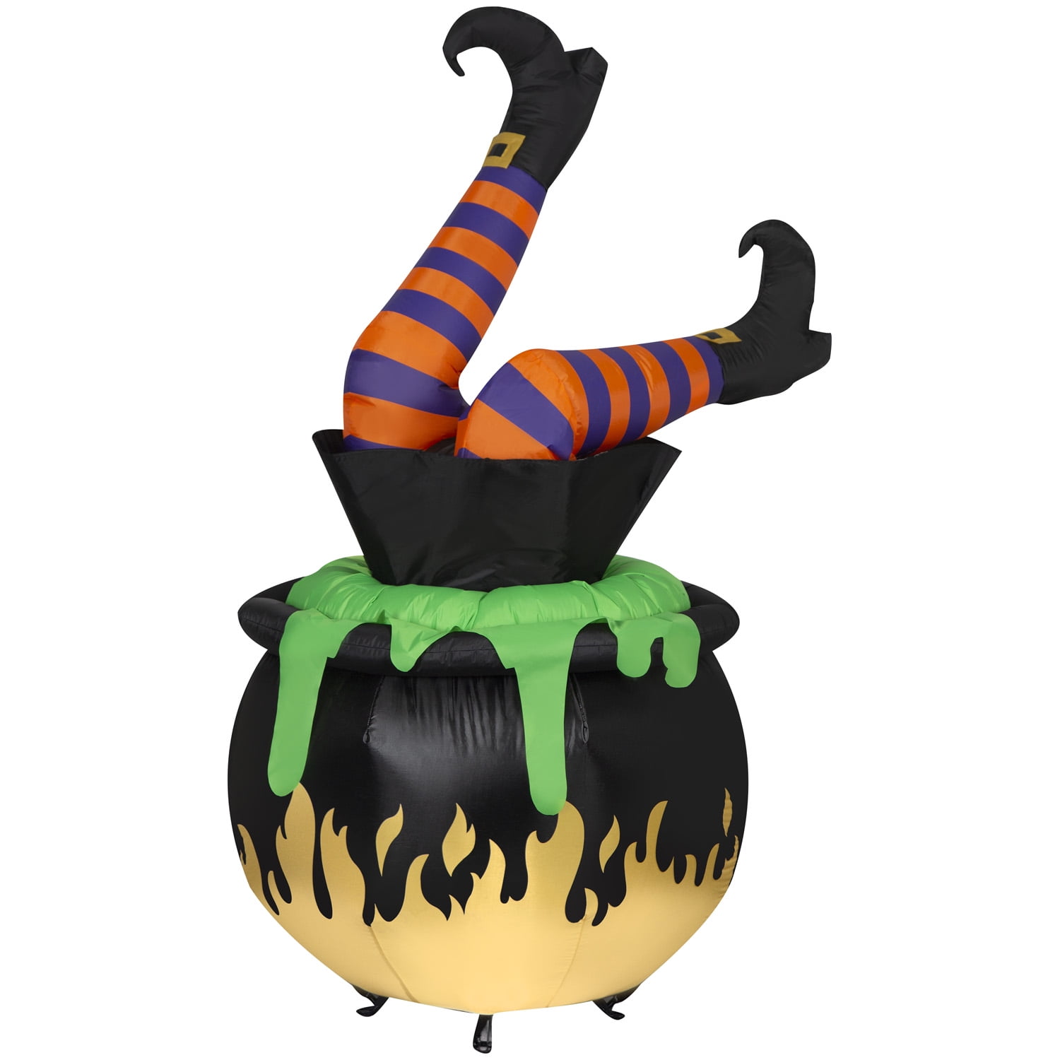 Gemmy Animated Halloween Inflatable Kicking Witch Legs in Cauldron, 6 ...