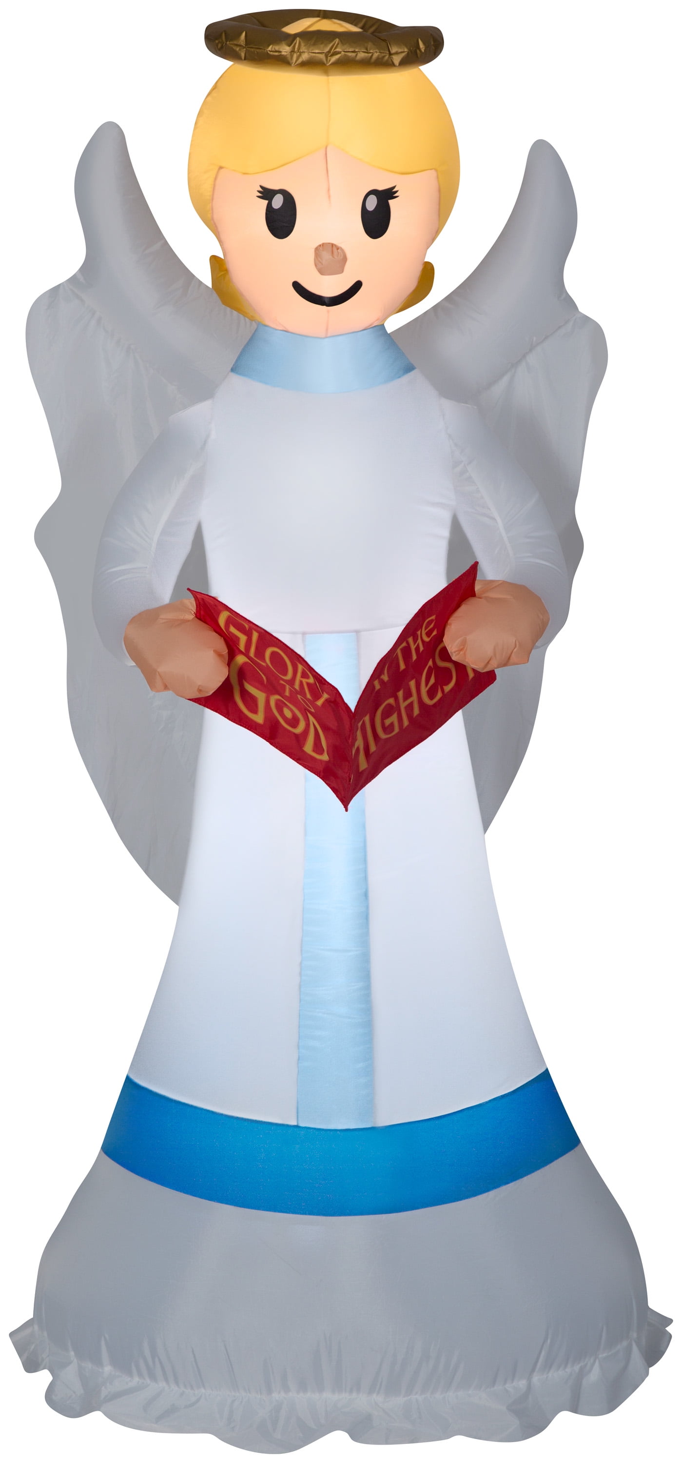 Gemmy Christmas Airblown Inflatable Angel, 6 ft Tall, Grey, LED Lights ...