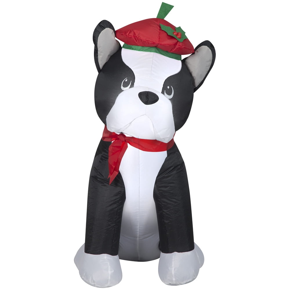 Gemmy Christmas Airblown Inflatable French Bulldog in Holiday Beret, 3. ...