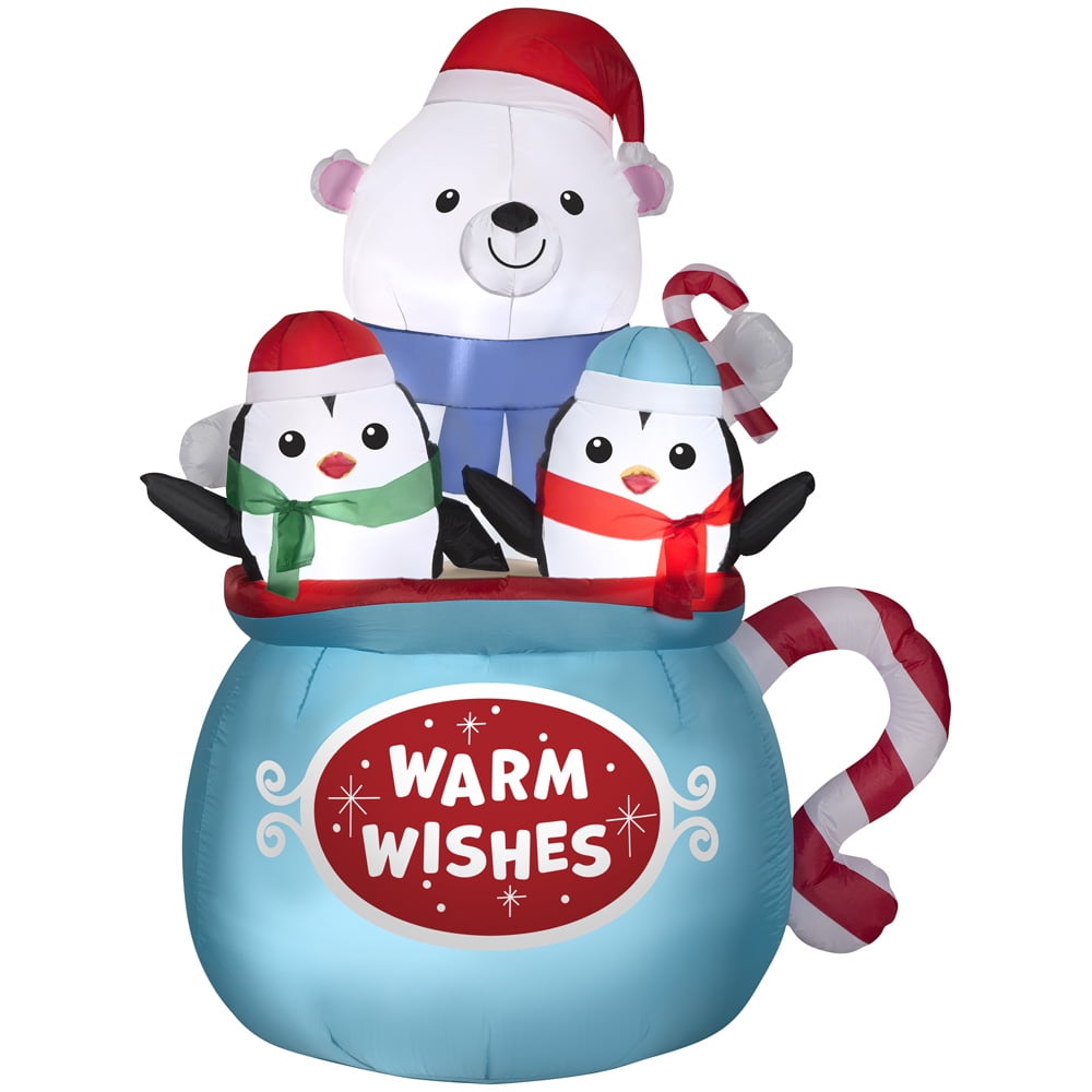 Gemmy Christmas Airblown Inflatable Hot Cocoa Mug Scene, 6.5 ft Tall ...