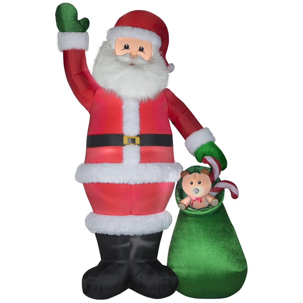 Gemmy Christmas Airblown Inflatable Mixed Media Santa w/Toy bag, 9 ft ...
