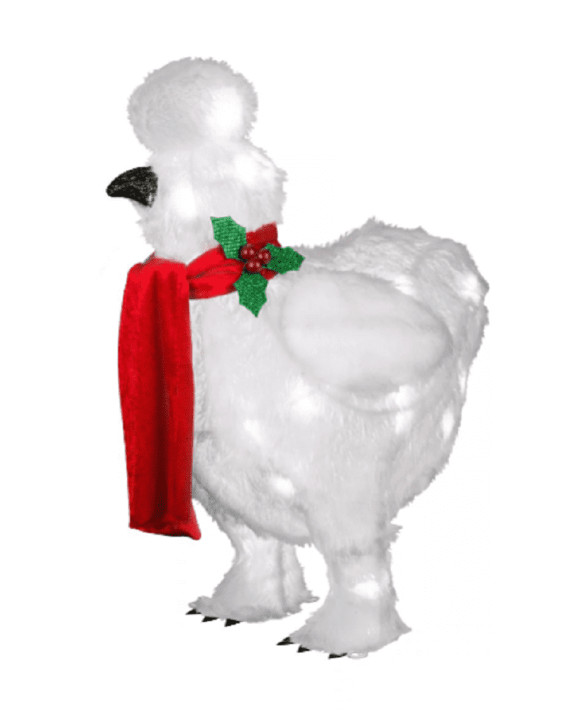 Gemmy Christmas Decor Fuzzy Plush-Silkie Chicken, 30 LED Lights, 14.9 x ...