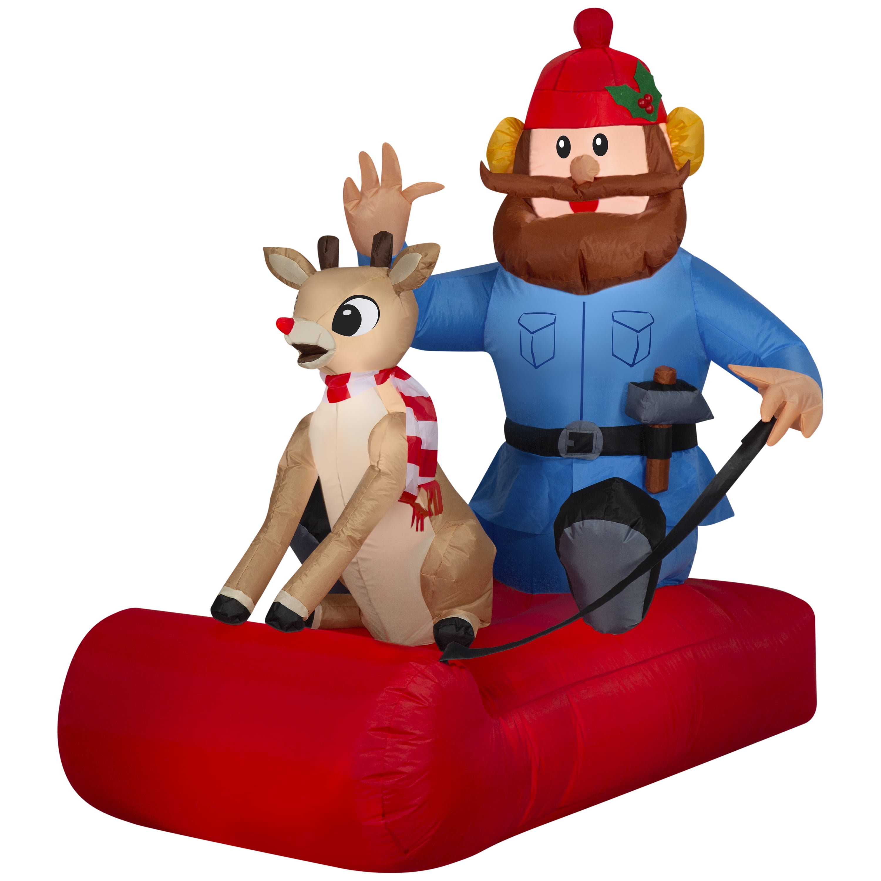 Gemmy Christmas Inflatable Rudolph and Yukon Cornelius on Sled, 4.5 ft ...