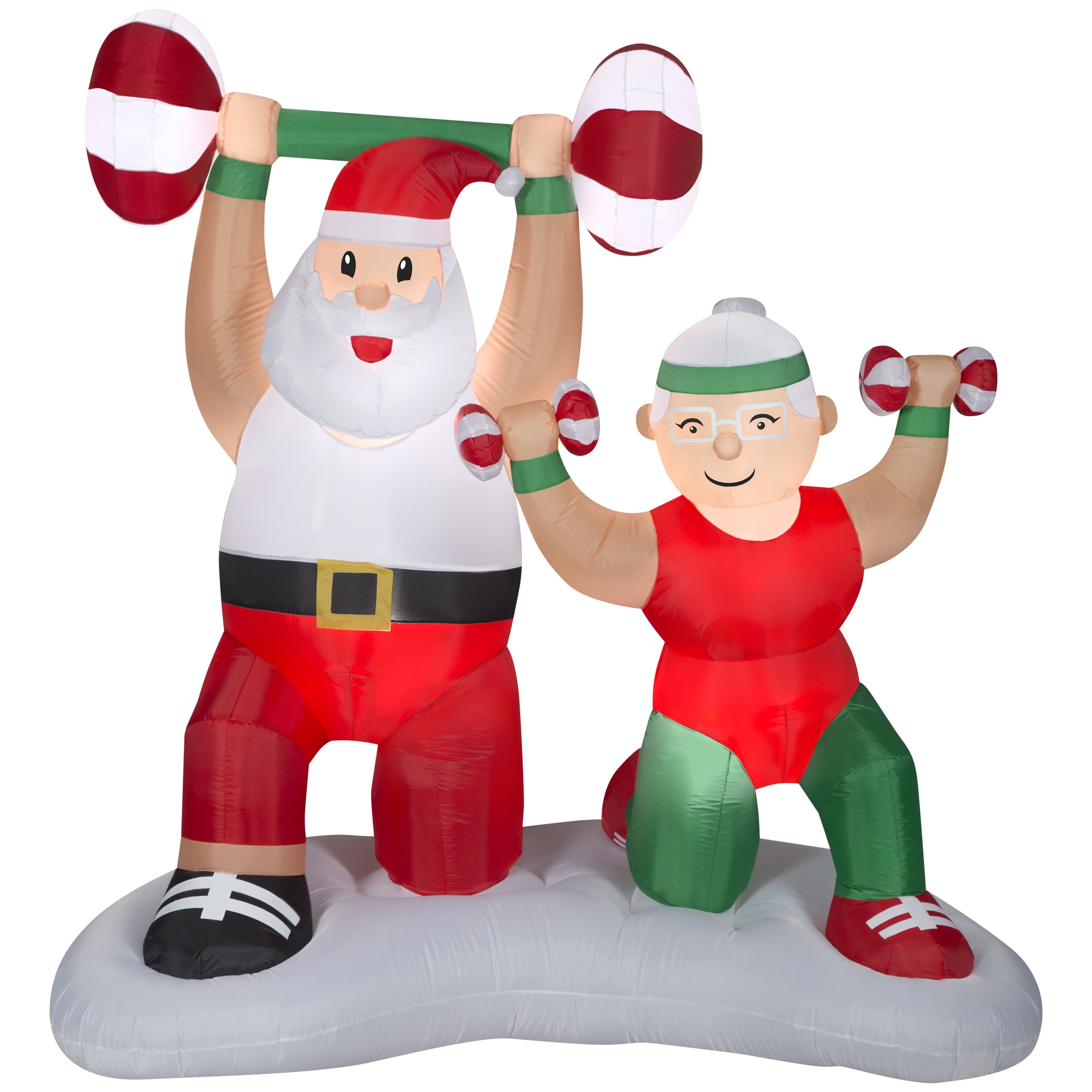 Gemmy Christmas Inflatable Santa and Mrs. Claus Workout Scene, 6.5 ft ...