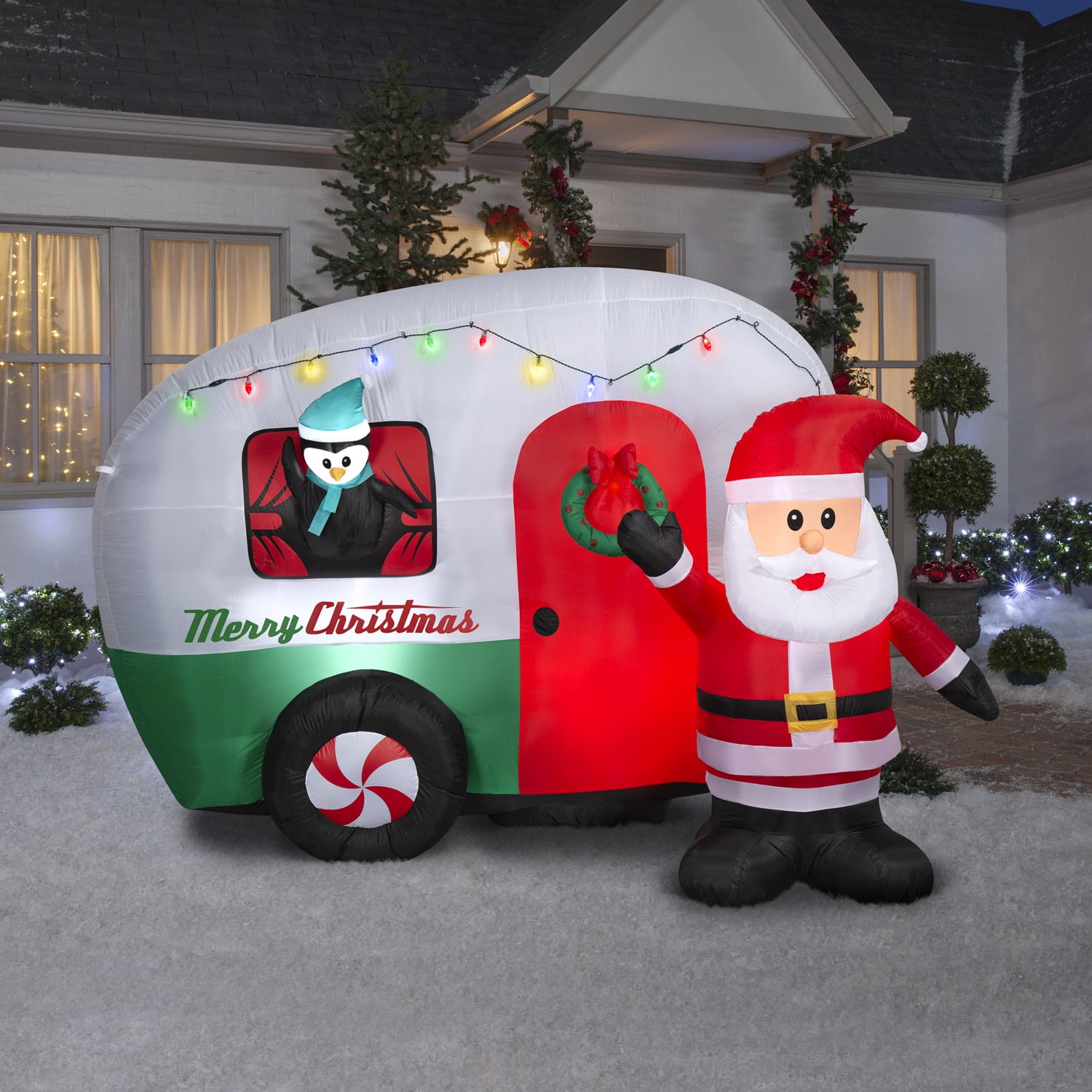 Gemmy Christmas Inflatable Santa's RV, 6 ft Tall, Multi - Walmart.com