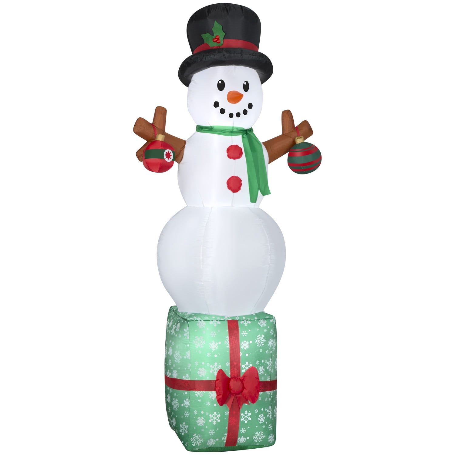 Gemmy Christmas Inflatable Snowman on Gift Box, 7 ft Tall, Multi ...