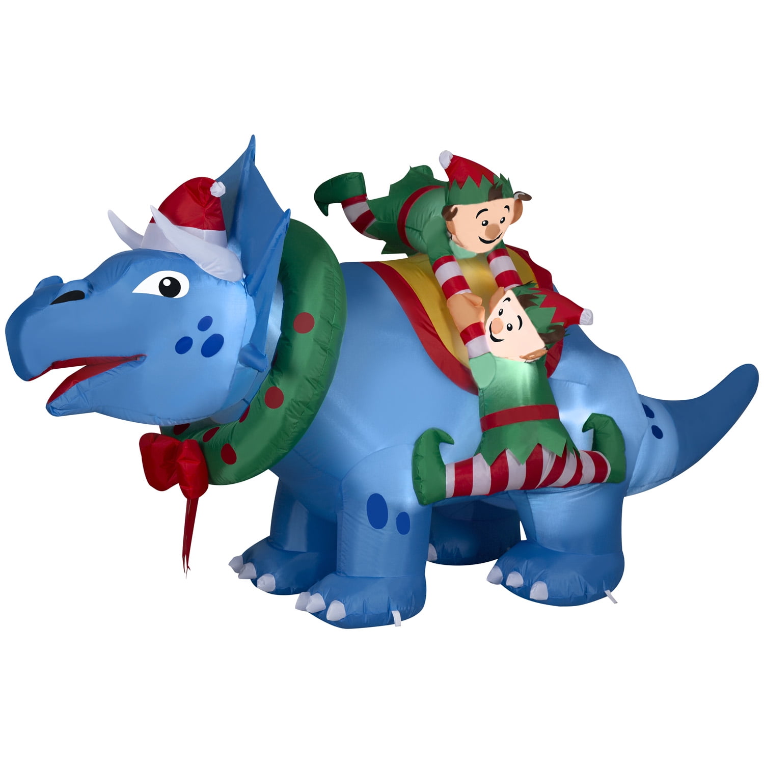 Gemmy Christmas Inflatable Triceratops with Elves, 4.5 ft Tall, Multi ...